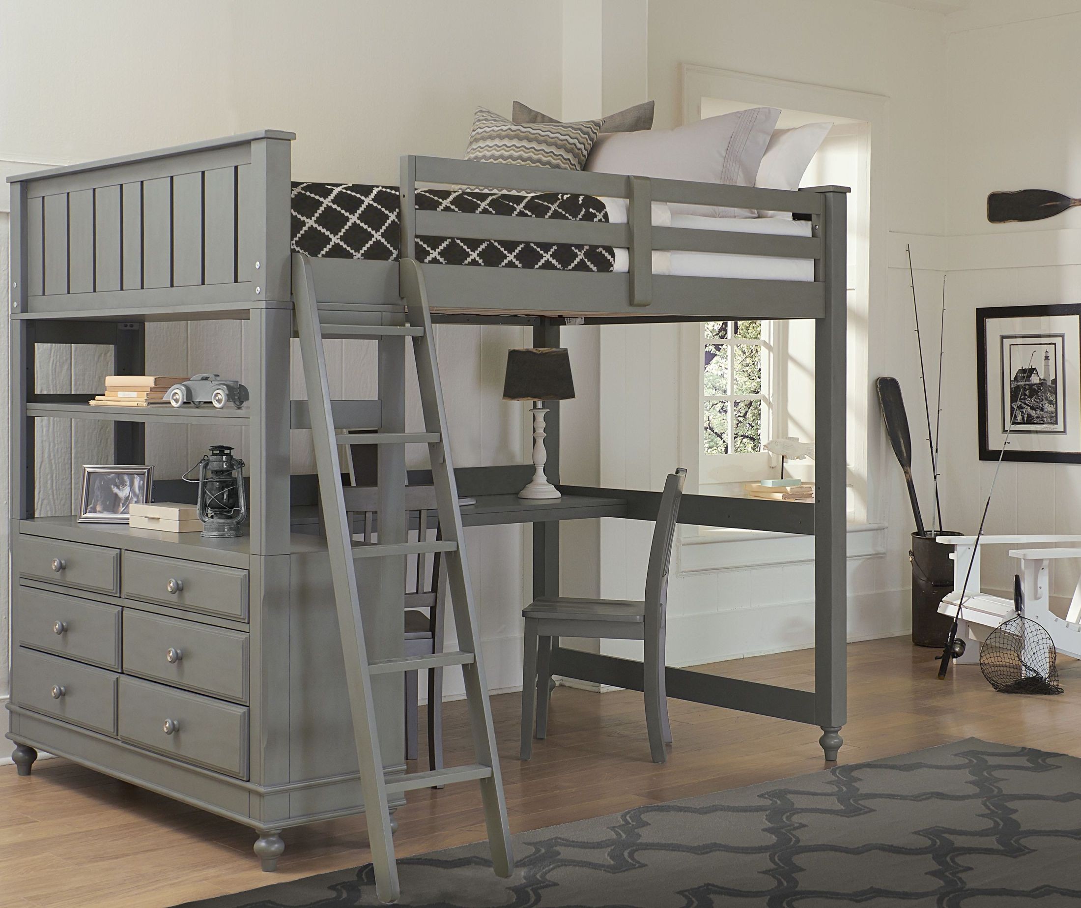 Lake House Stone Full Loft Bed With Desk 2045ND NE Kids lake-house-stone-full-loft-bed-with-desk-2045nd-ne-kids