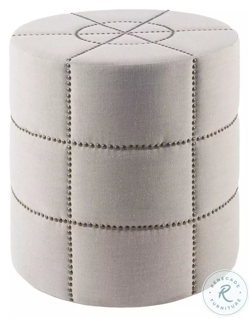 Beacon Cream Fabric Round Ottoman From Mercana Furniture and Decor ...