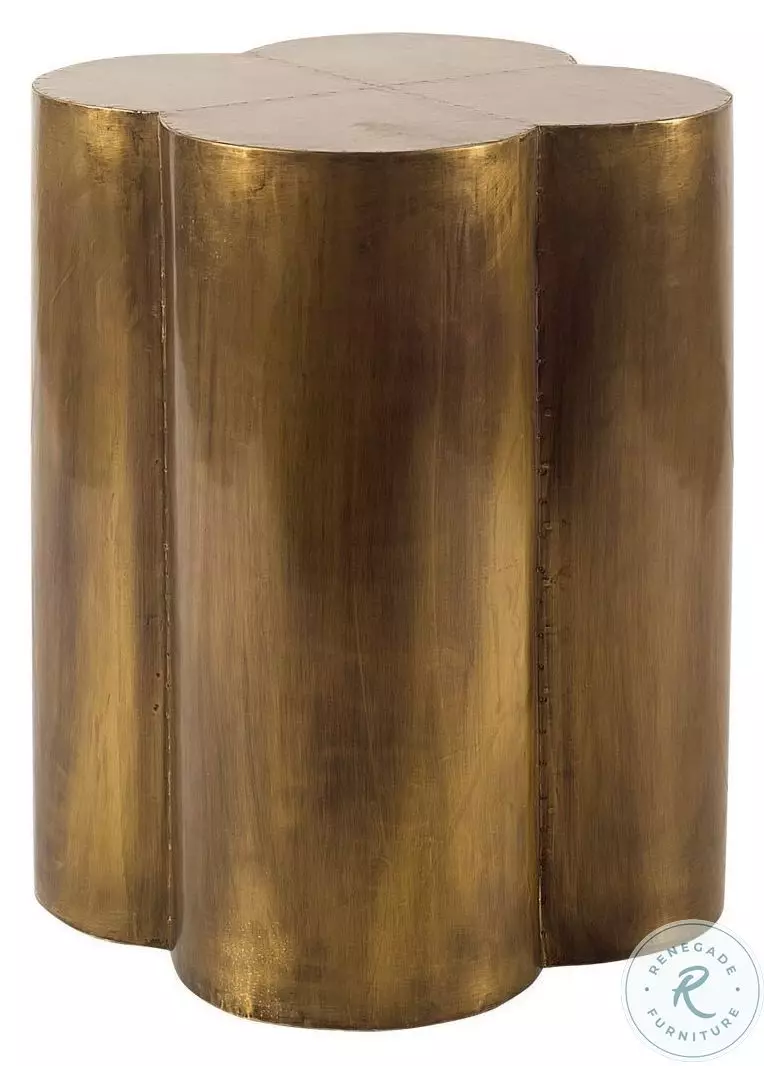 Quatrefoil Wooden Top Brass And Gold Flower Accent Table From Mercana ...