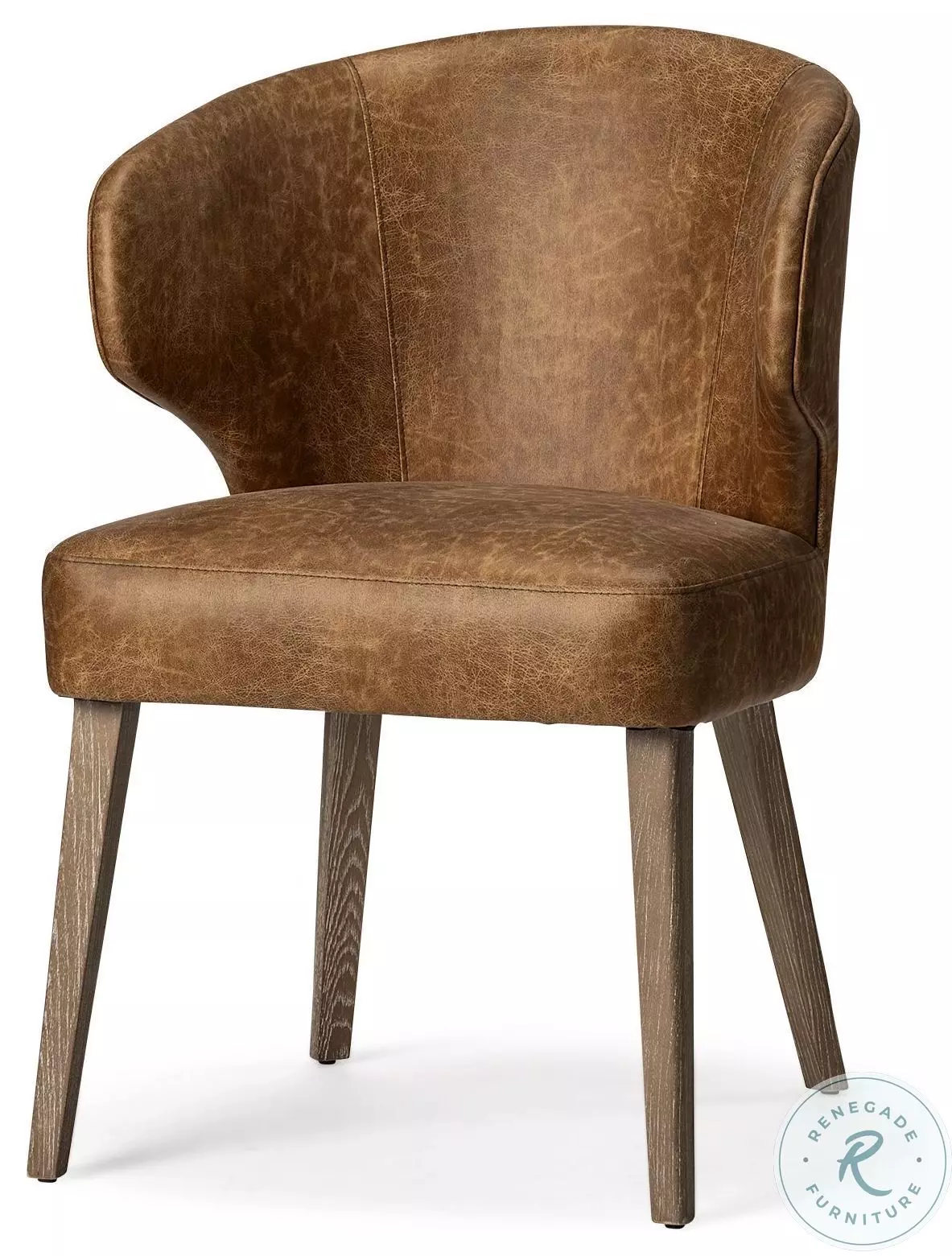 Niles Brown Faux Leather Wingback Dining Chair with Medium Brown Wood ...