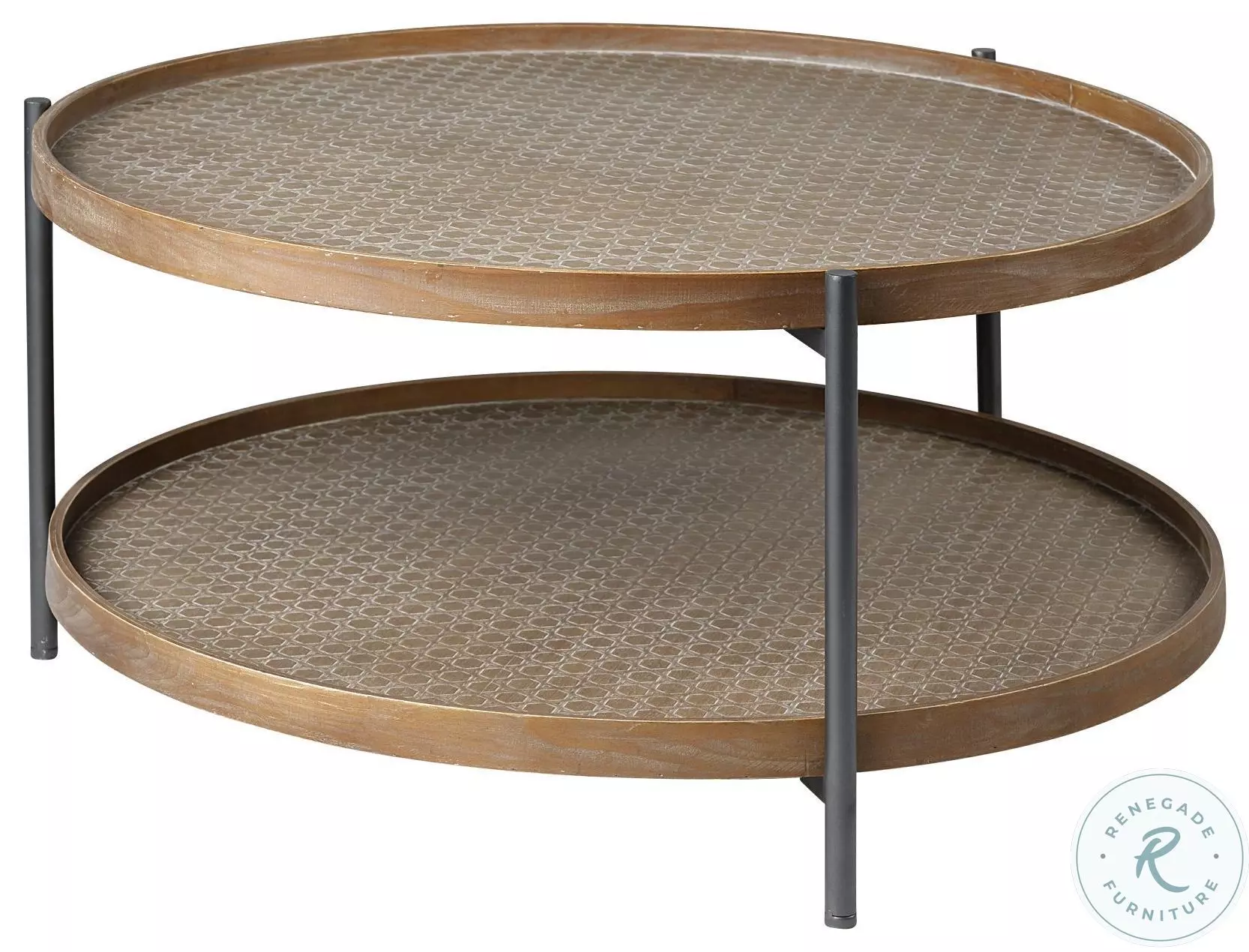 Kade Brown And Black Metal Two Tier Round Coffee Table From Mercana ...