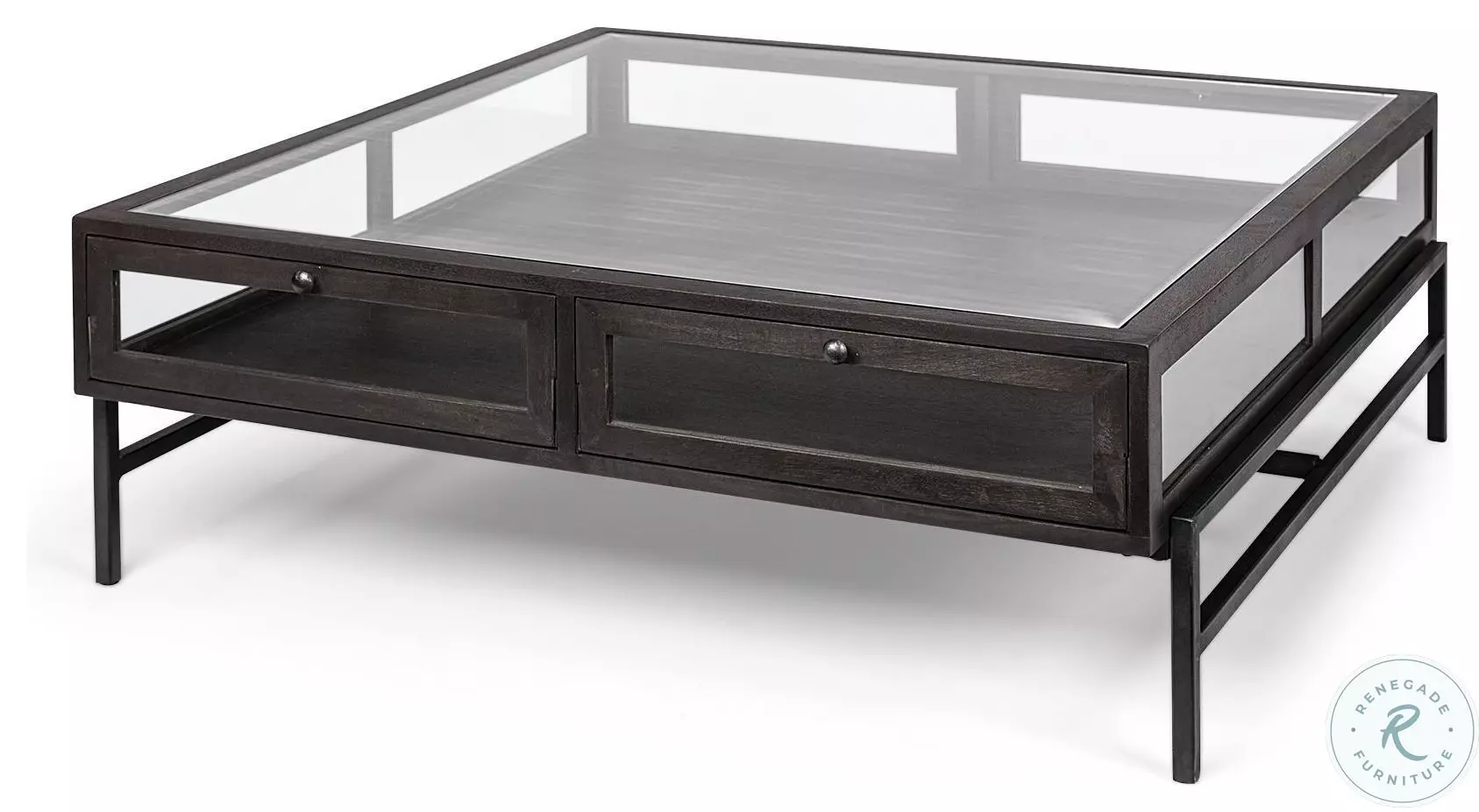 Arelius Black and Brown Square Coffee Table from Mercana Furniture and ...
