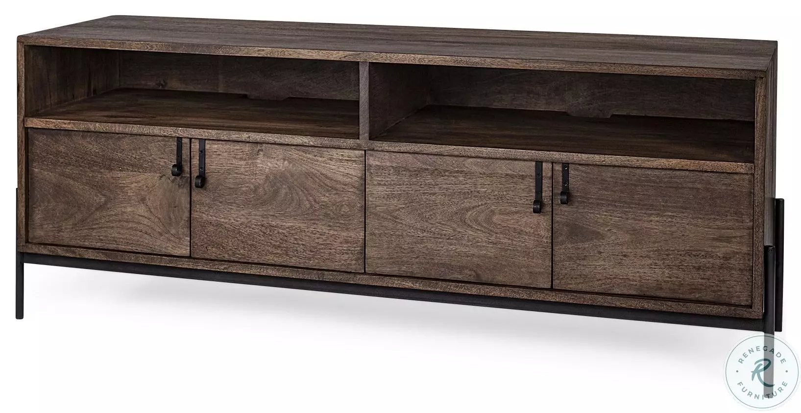 Glenn Dark Brown Wood And Black Iron TV Stand From Mercana Furniture ...