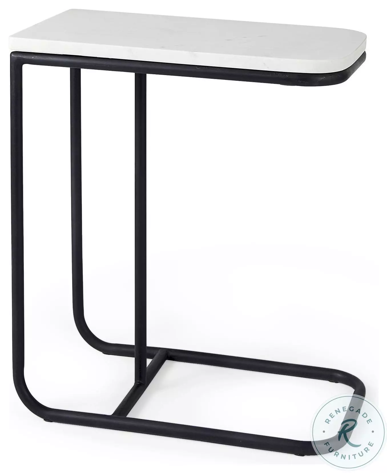 Kyra White Marble And Black Iron C Shaped Side Table From Mercana ...