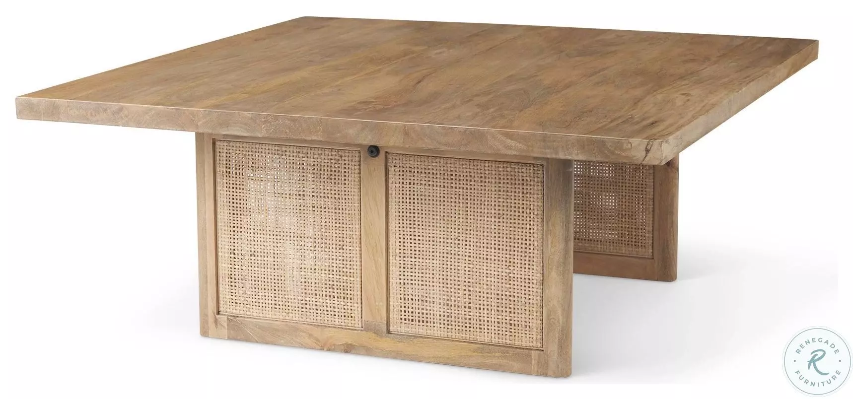 Grier Light Brown Cane Square Coffee Table From Mercana Furniture and ...