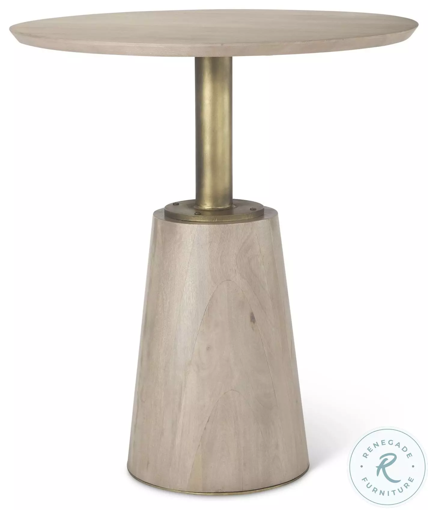 Maxwell Light Brown Wood And Gold Metal 32" Round Bistro Table From ...