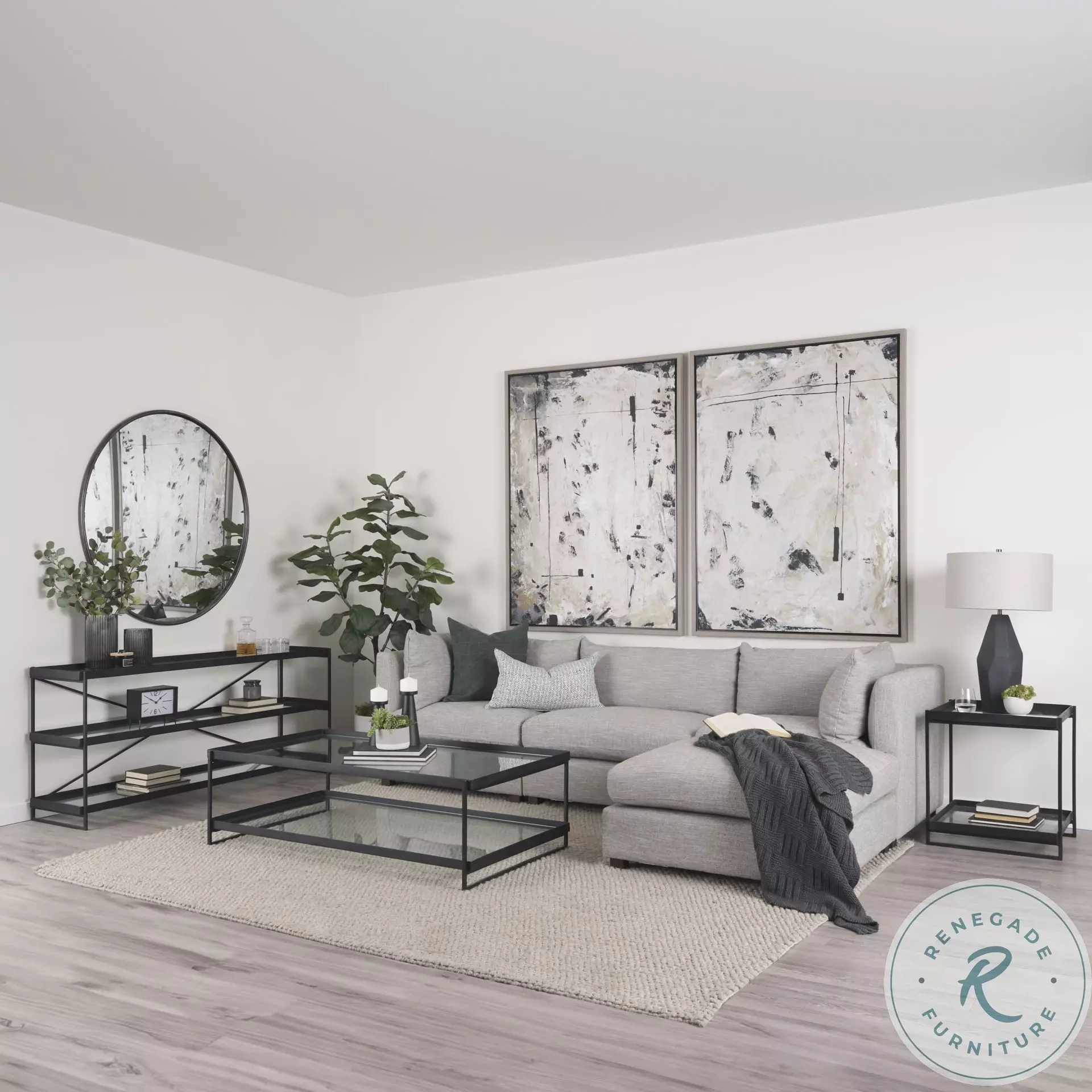 Trey Glass And Black Metal Rectangular Occasional Table Set from ...