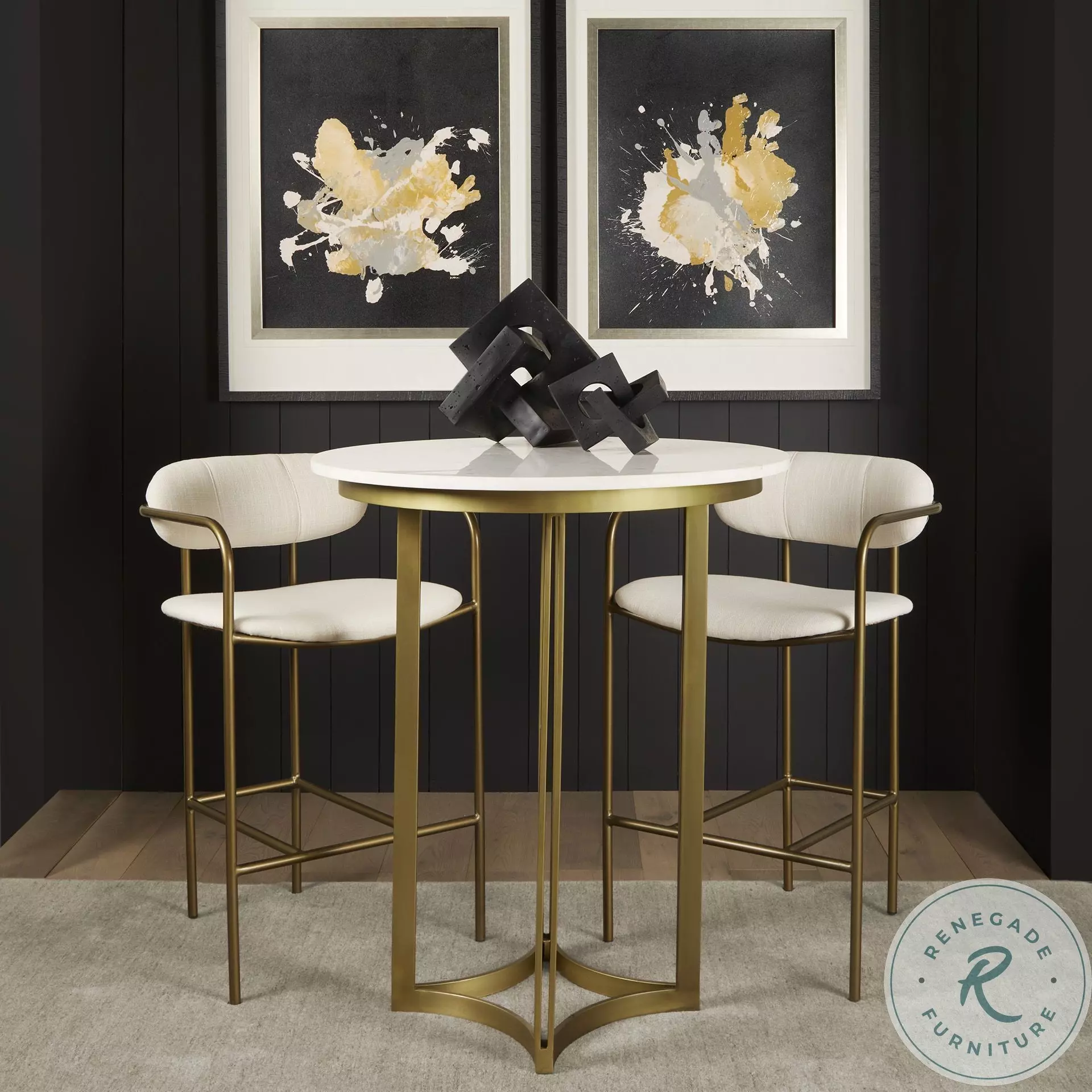 Tanner White Marble And Gold Metal Bistro Table Set from Mercana ...