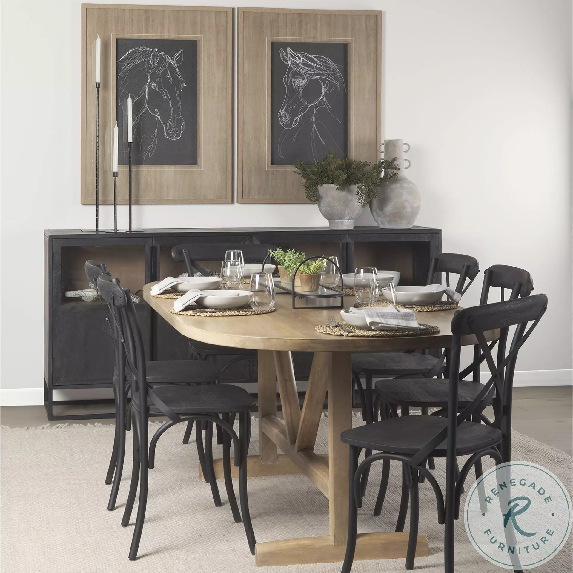 Viktor Light Brown Solid Wood 84" Dining Room Set from Mercana ...