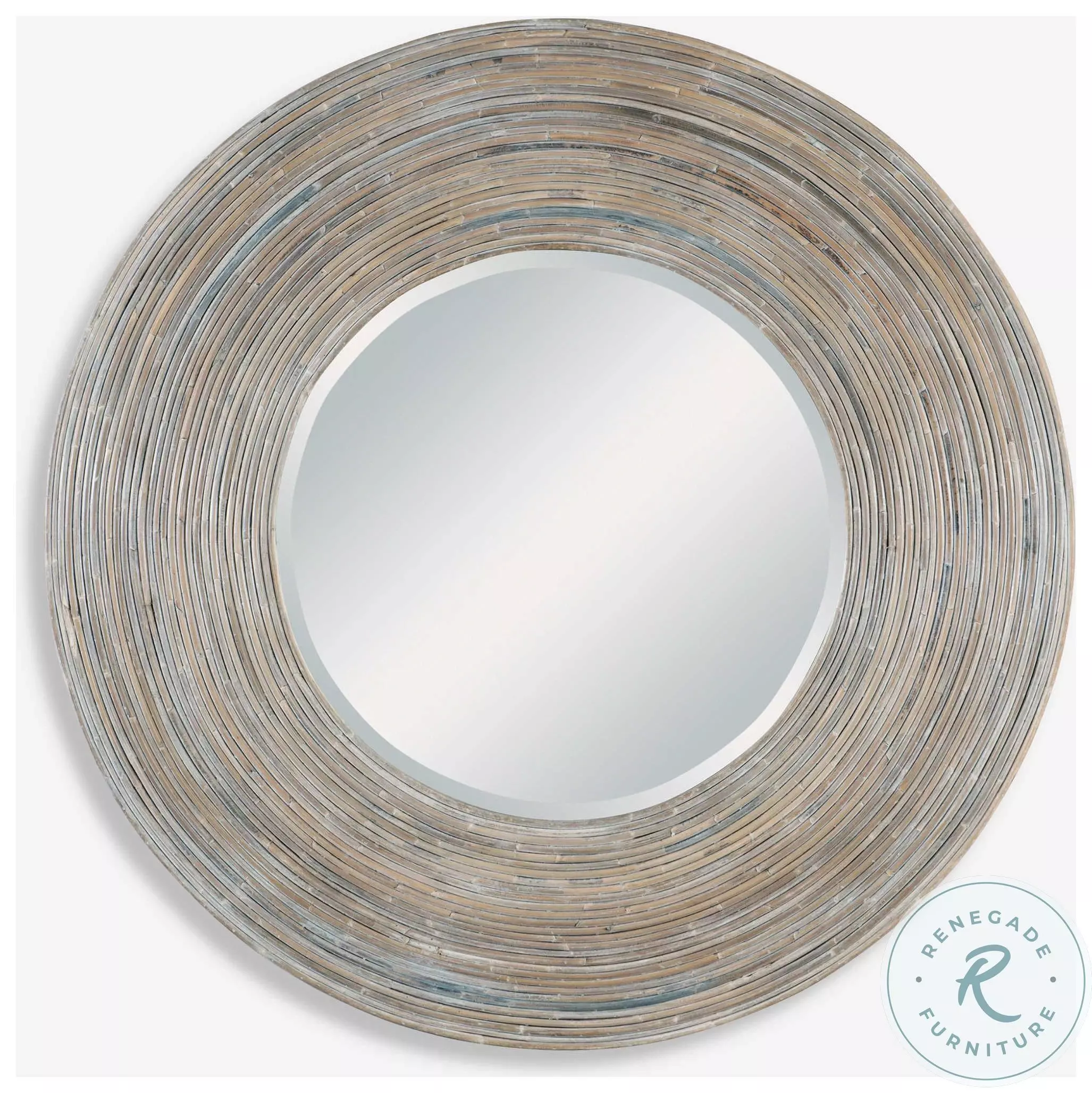 Vortex White Washed Round Mirror From Uttermost | Coleman Furniture