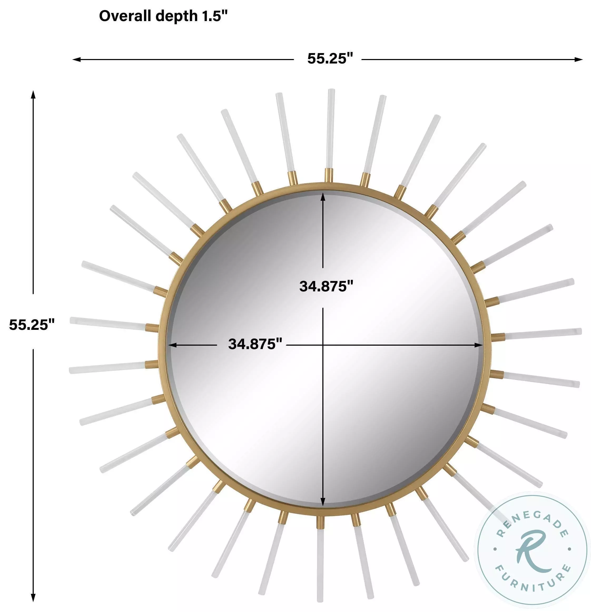 Cassandra Gold Round Mirror From Soul & Essentials | Coleman Furniture
