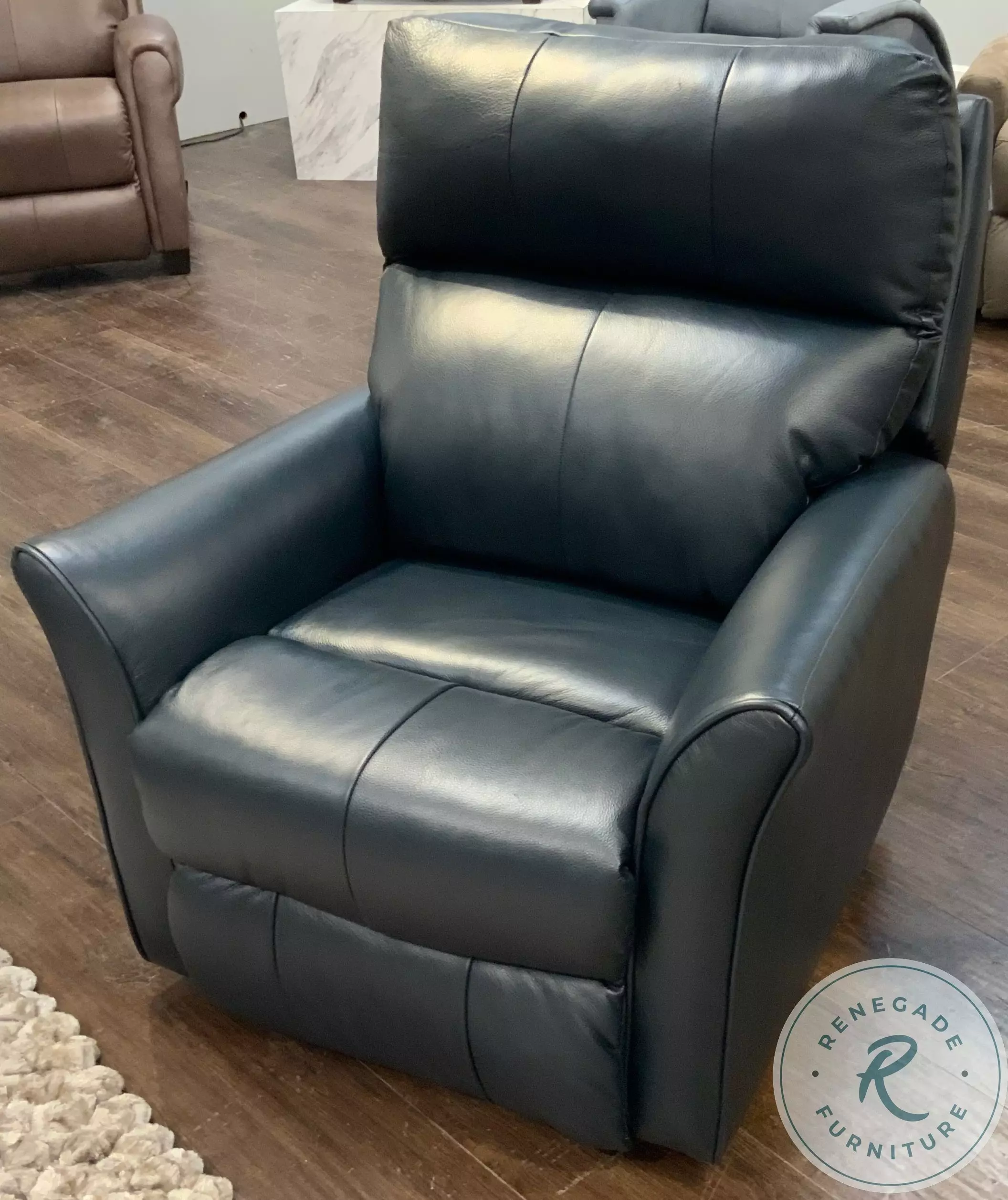 Stardust St Lauren Ocean Leather Swivel Rocker Recliner From Southern ...