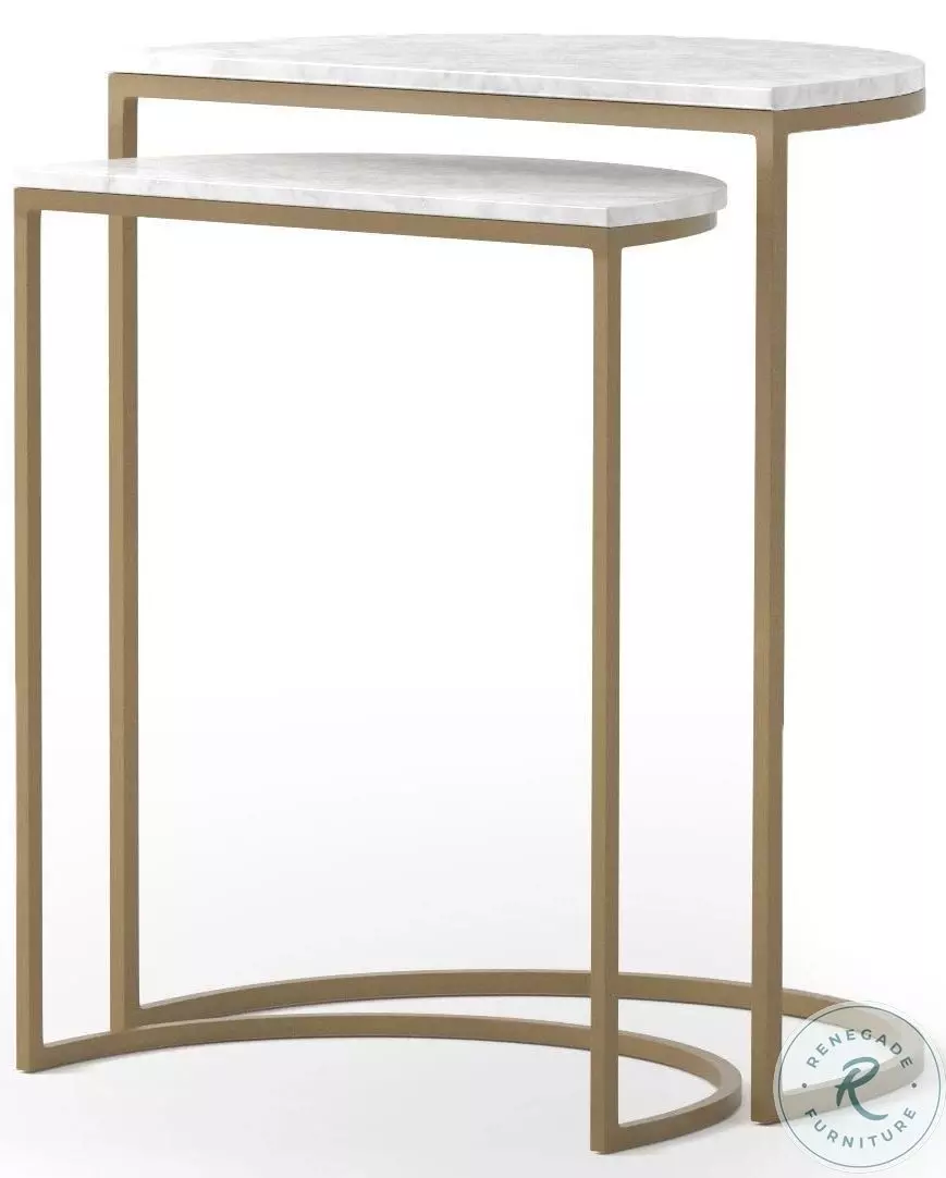 Ane Polished White Marble And Iron Matte Brass Nesting Tables from Four ...