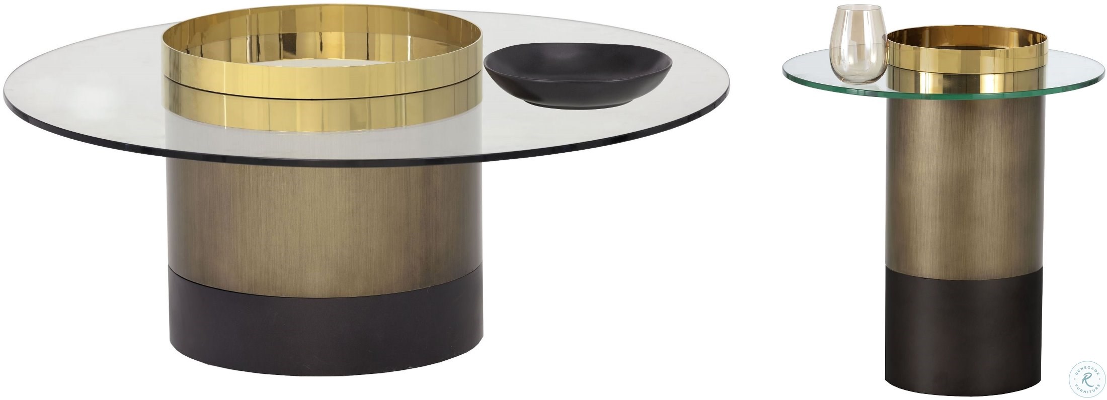 Ikon Haru Brown and Gold Coffee Table from Sunpan | Coleman Furniture