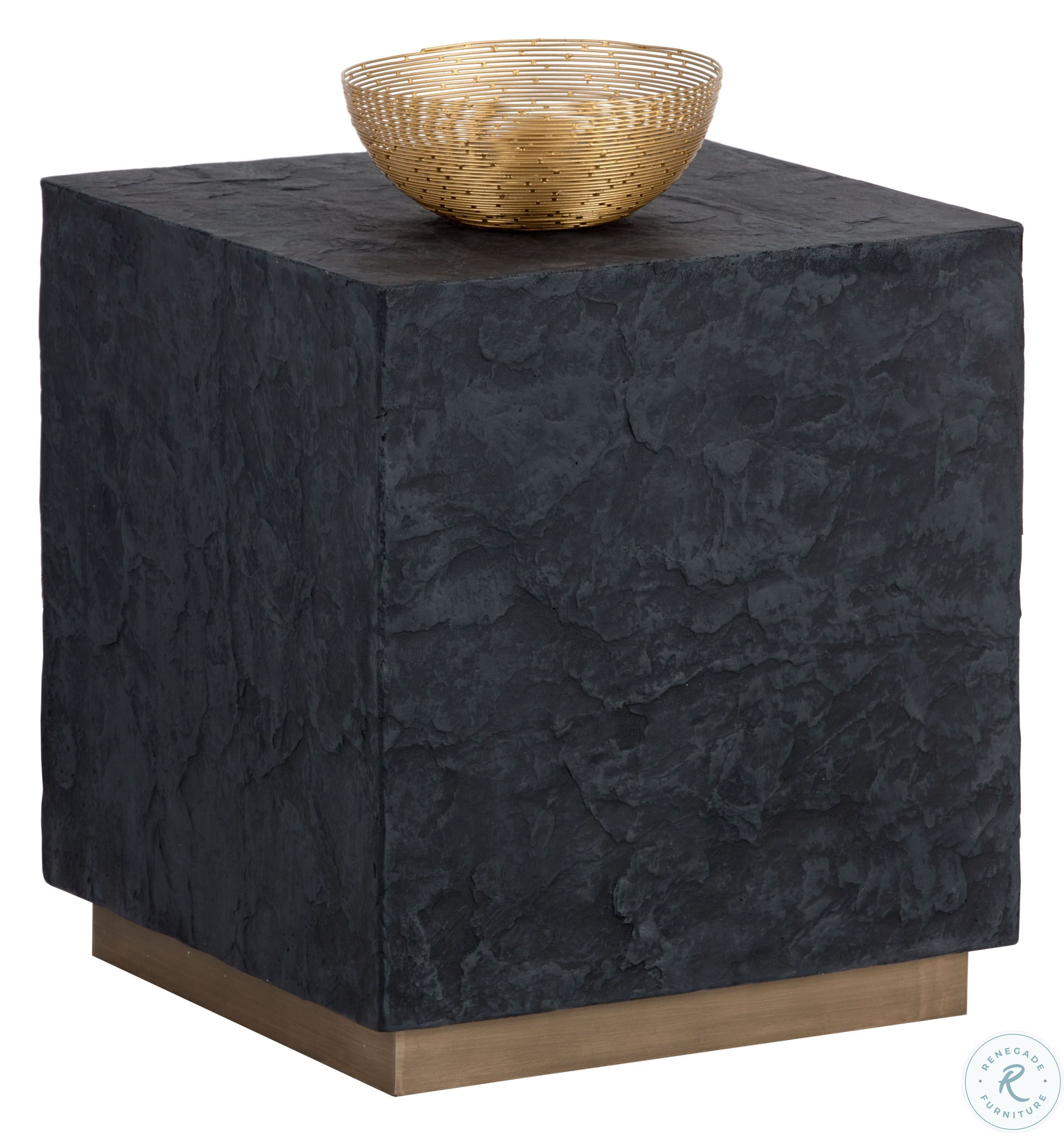 Solterra Newbury Black Slate Side Table from Sunpan | Coleman Furniture