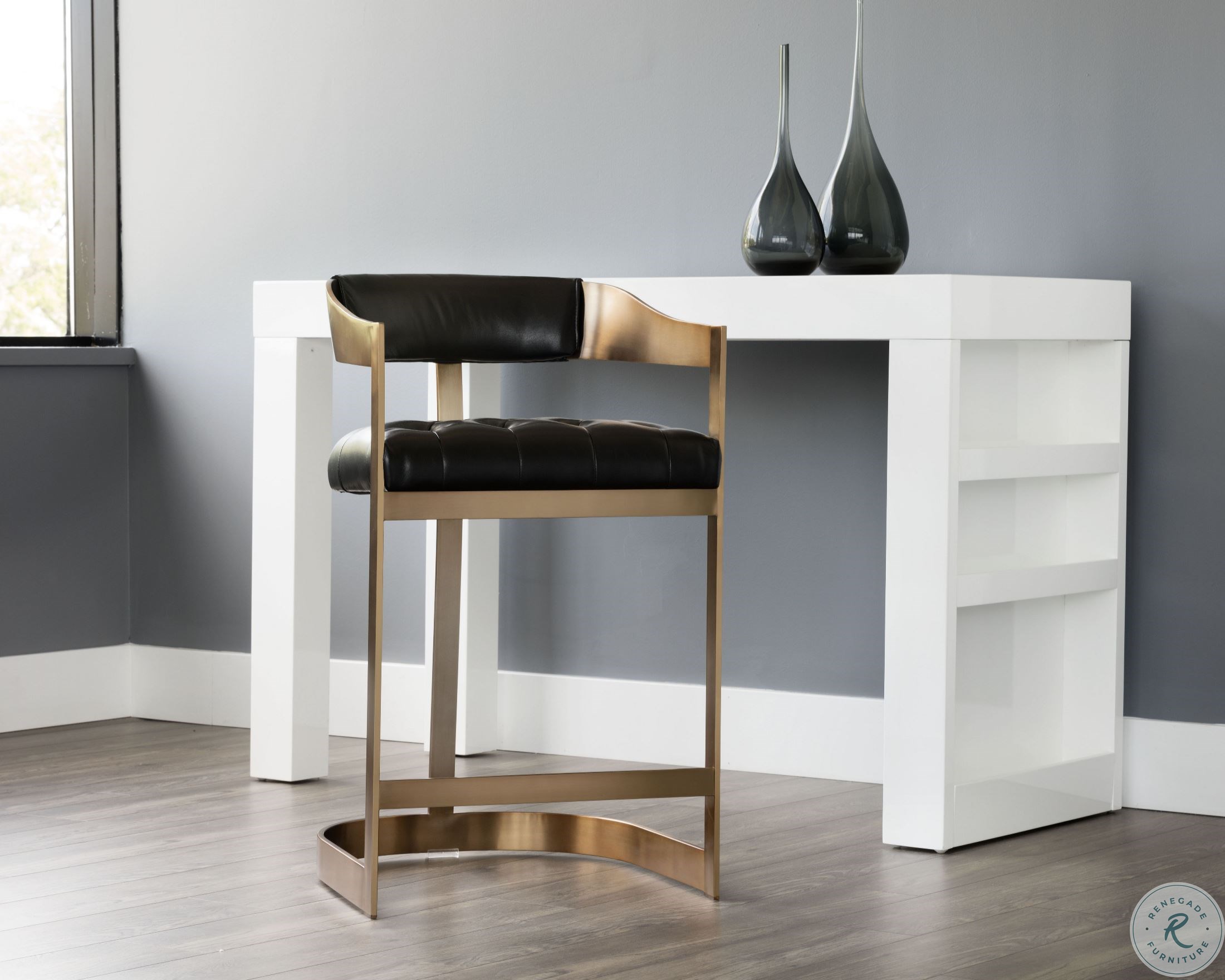 Ikon Black Leather Beaumont Counter Stool from Sunpan | Coleman Furniture