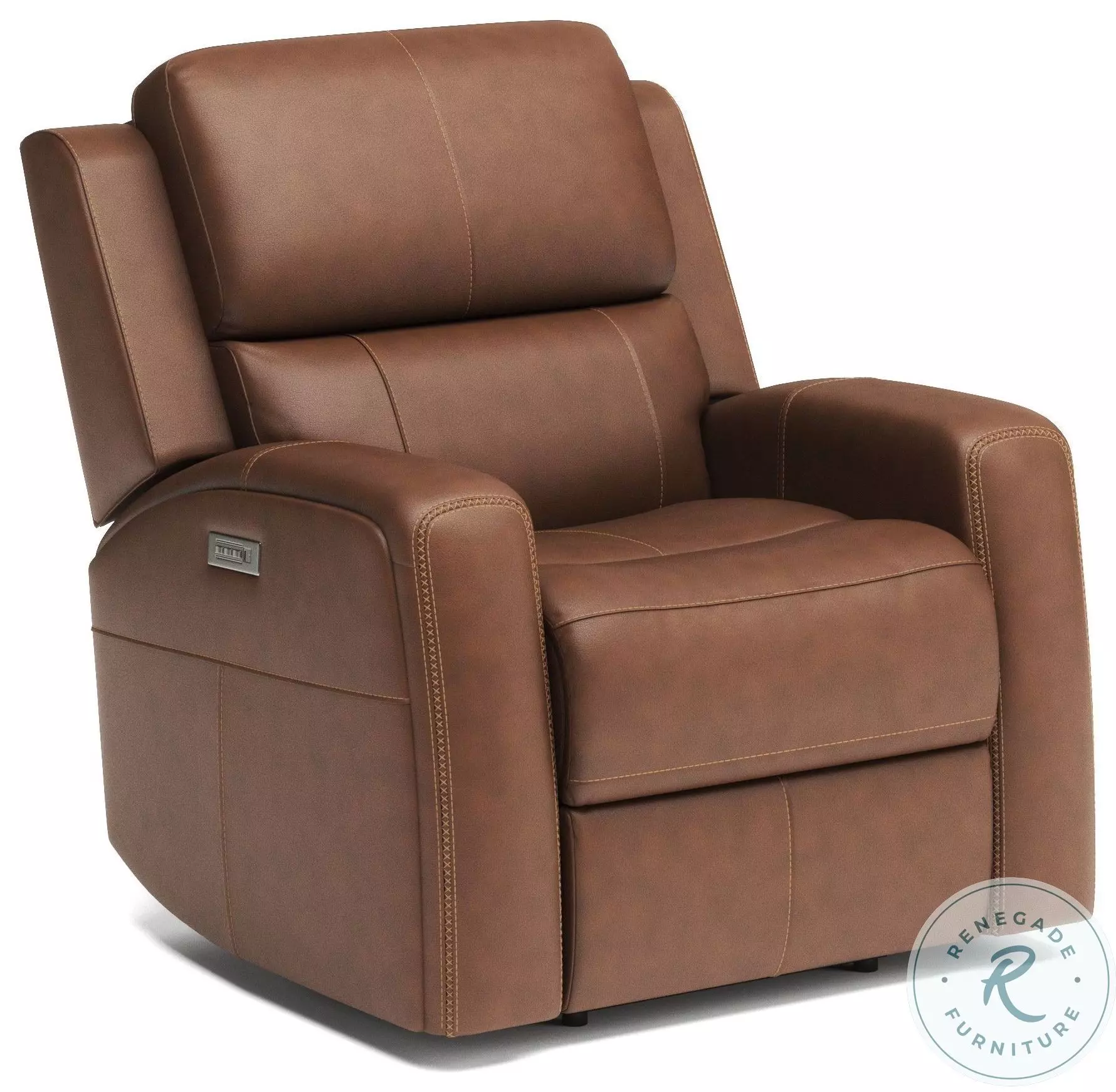 Linden Brown Leather Power Recliner with Power Headrest and Lumbar From ...