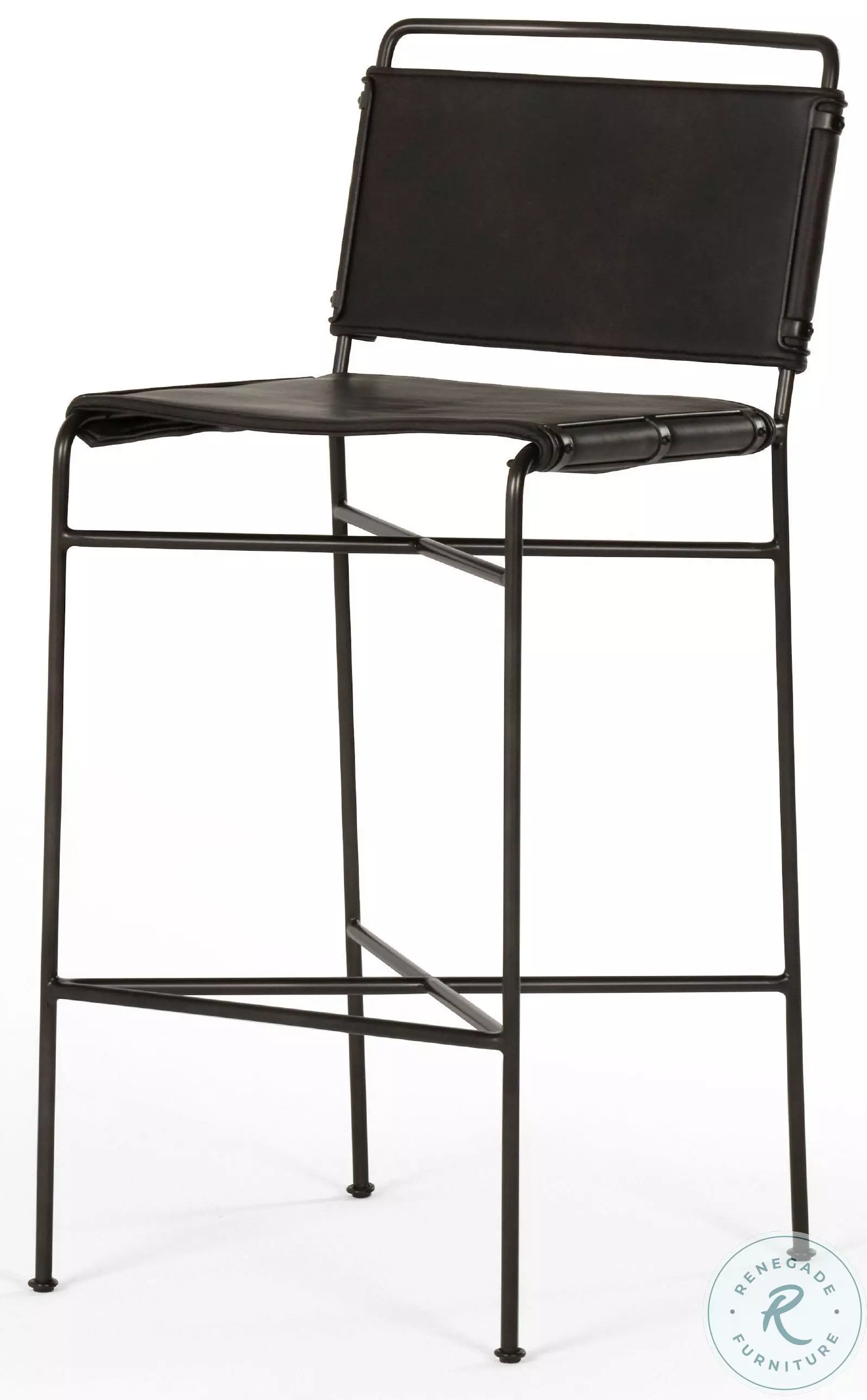 Wharton Distressed Black Bar Stool from Four Hands | Coleman Furniture