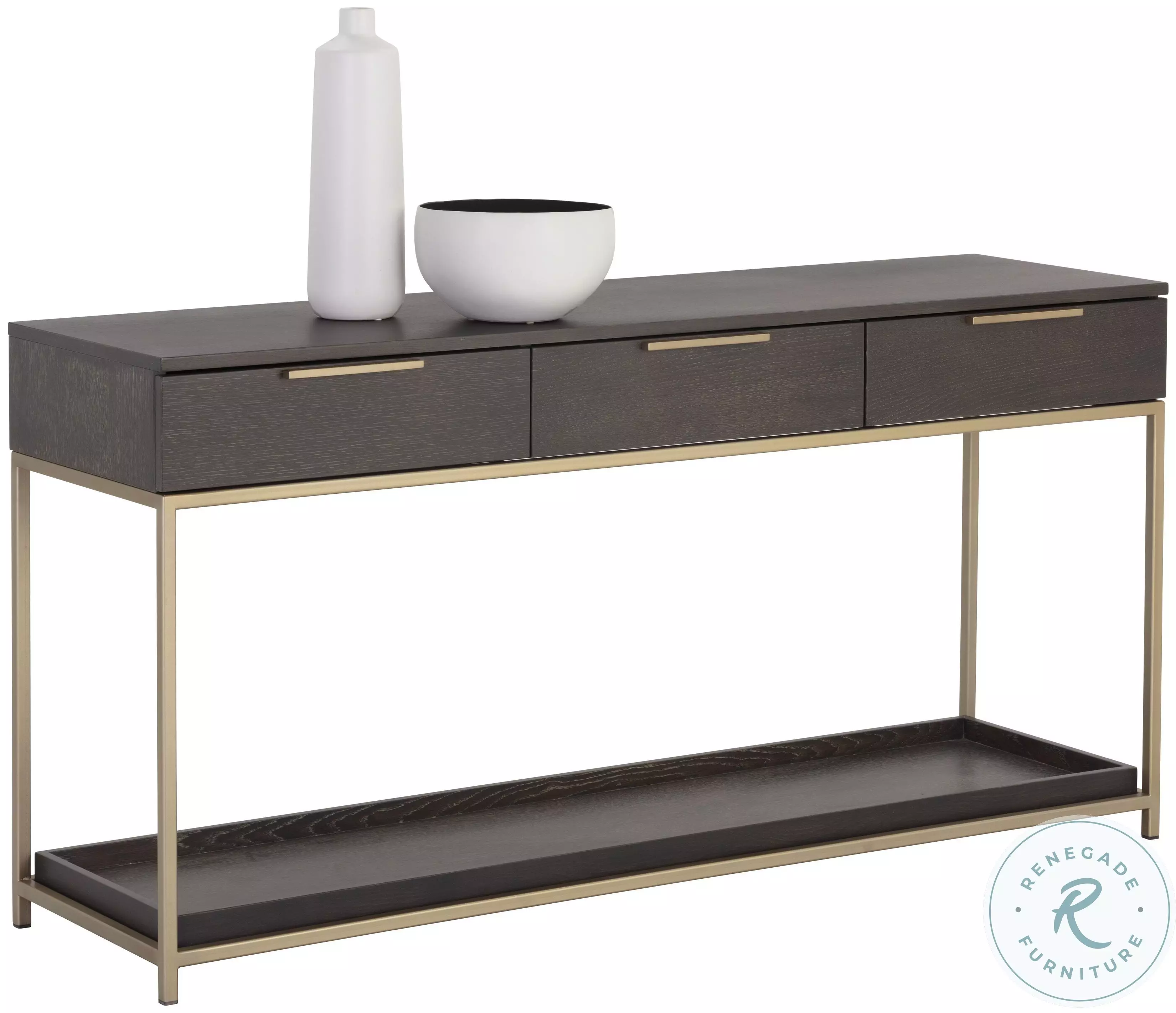 Rebel Charcoal Grey And Gold Console Table With Drawers From Home ...