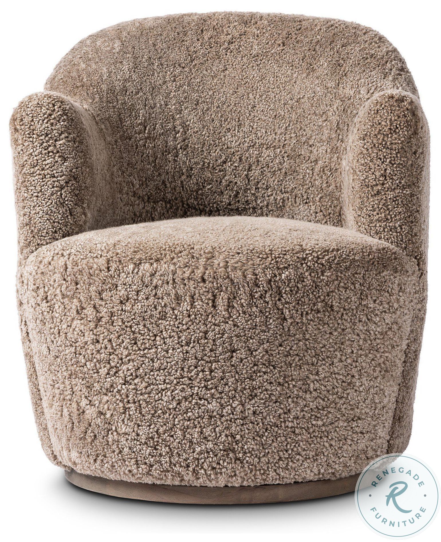 Aurora Taupe Shearling Swivel Chair | Coleman Furniture