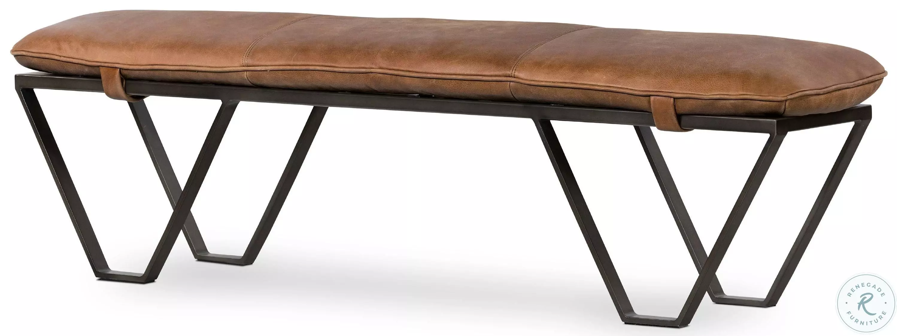Darrow Palermo Cognac Leather Bench from Four Hands | Coleman Furniture