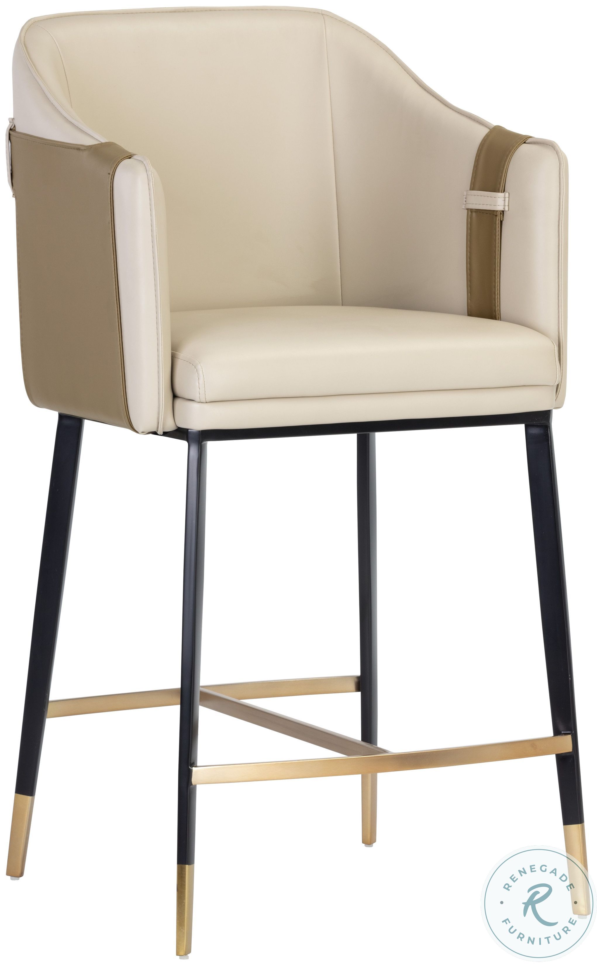 Ikon Napa Beige And Tan Faux Leather Carter Counter Height Stool From ...