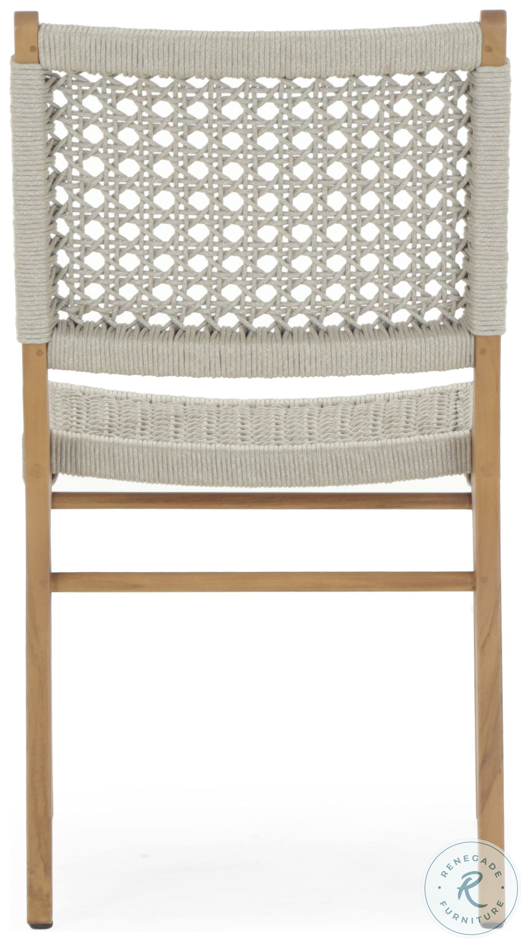 Delmar Natural Teak and Ivory Rope Outdoor Dining Chair from Four Hands ...