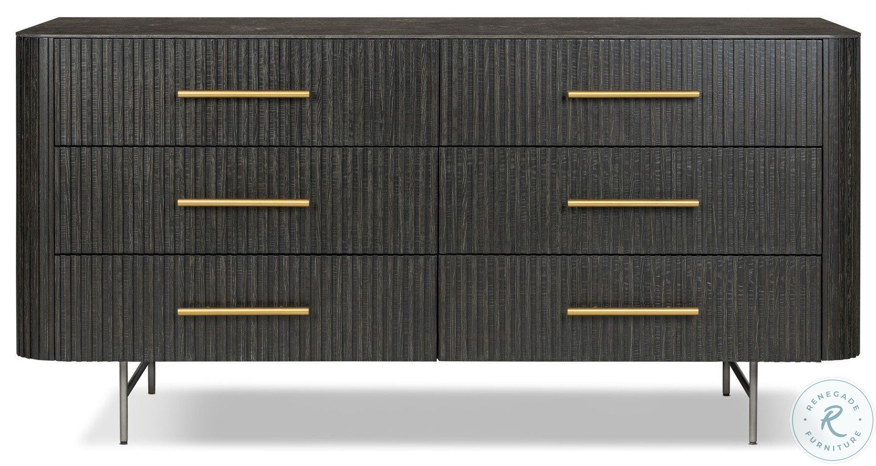 Fletcher Distressed Black Oak 6 Drawer Dresser | Coleman Furniture
