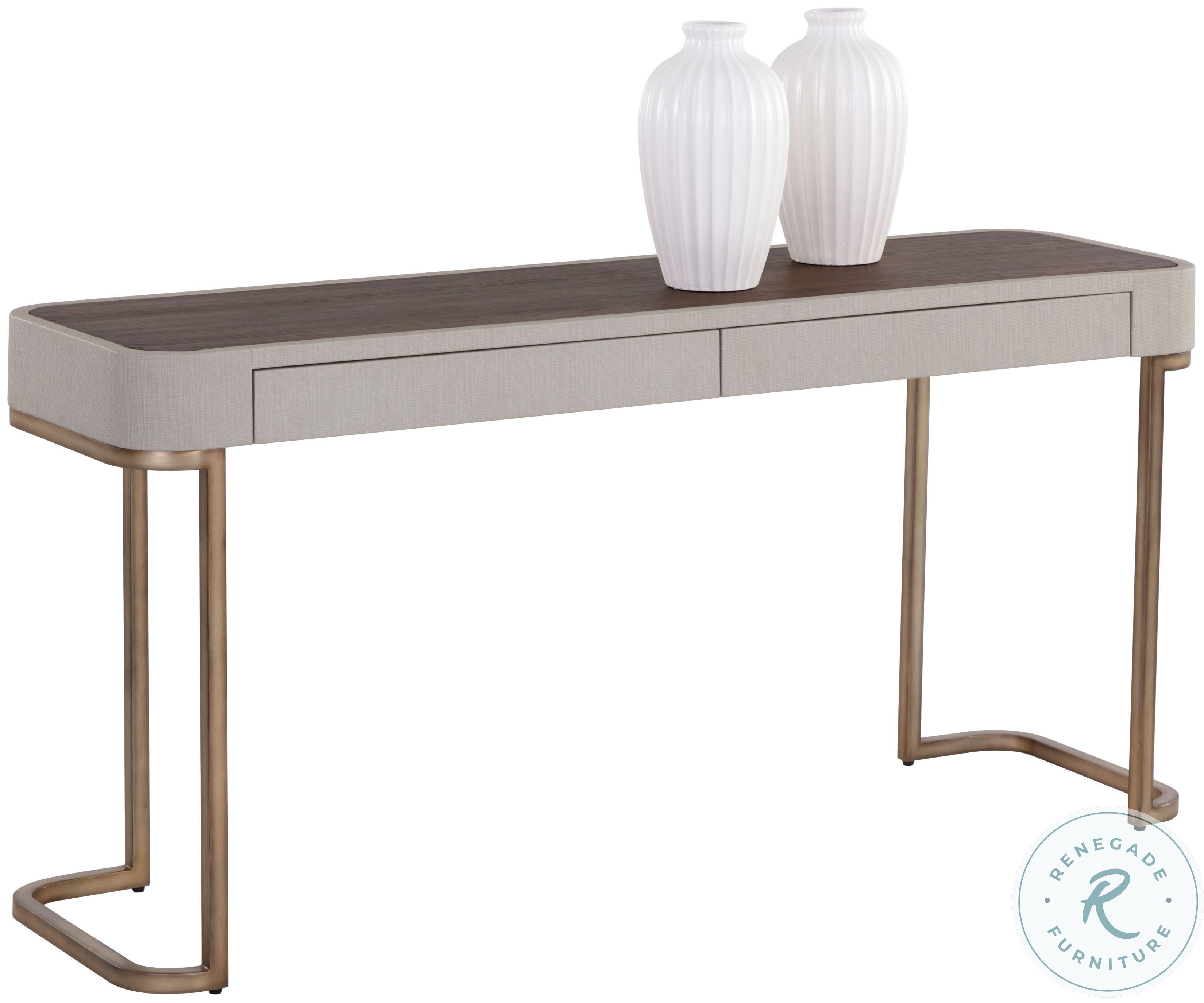 Jamille Cream And Warm Brass Console Table From Sunpan | Coleman Furniture