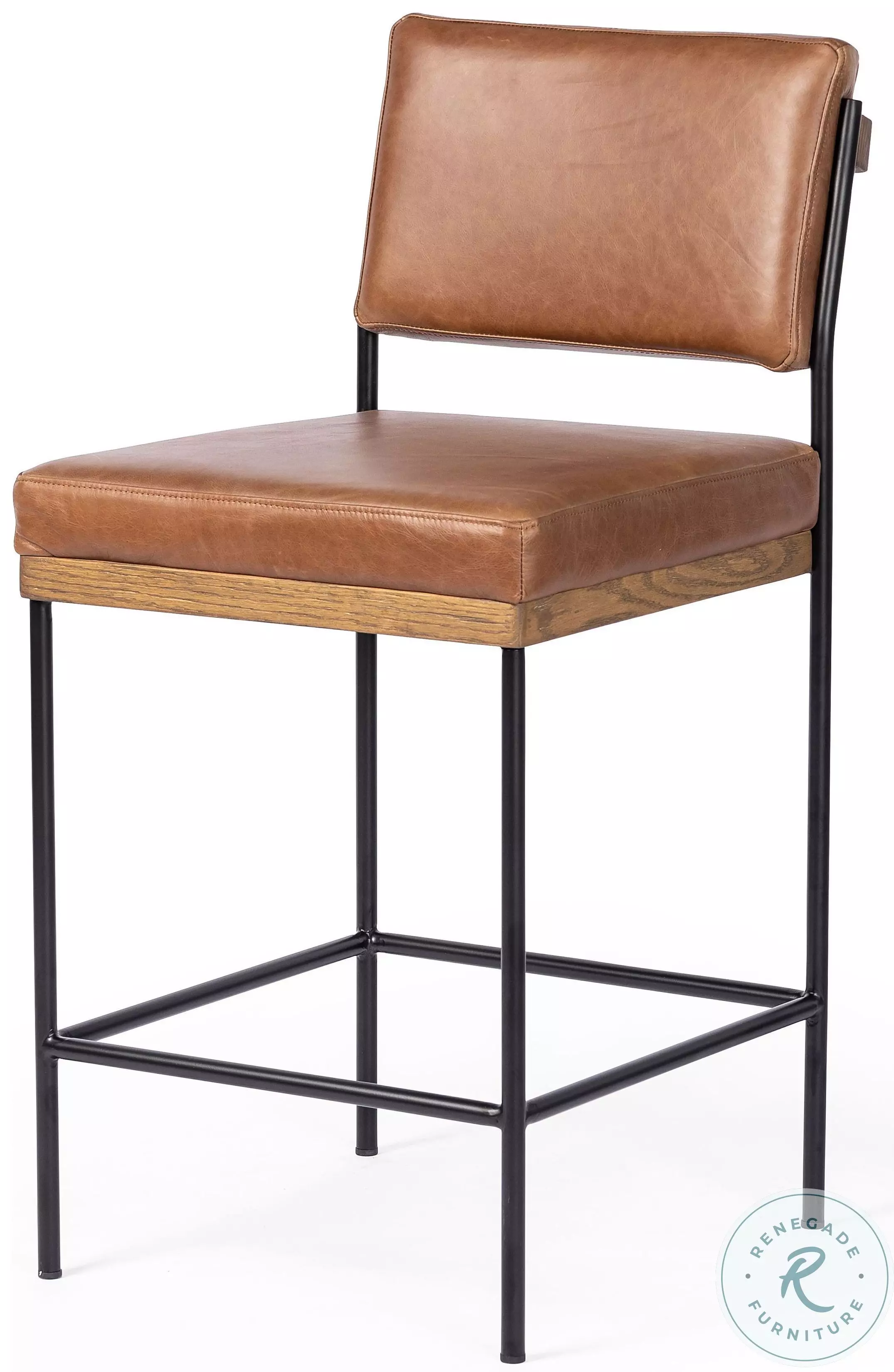 Benton Sonoma Chestnut Leather Counter Height Stool from Four Hands ...