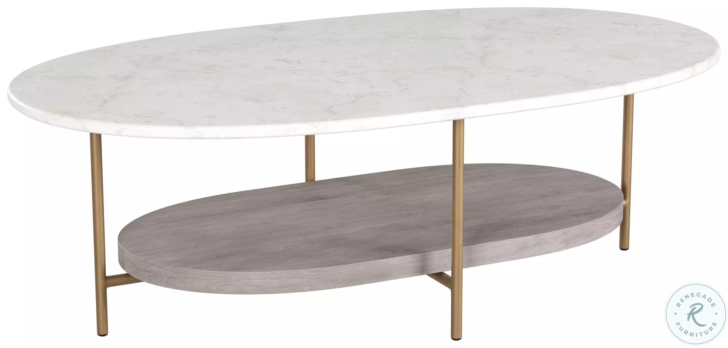 Deja White And Antique Brass Coffee Table From Sunpan | Coleman Furniture