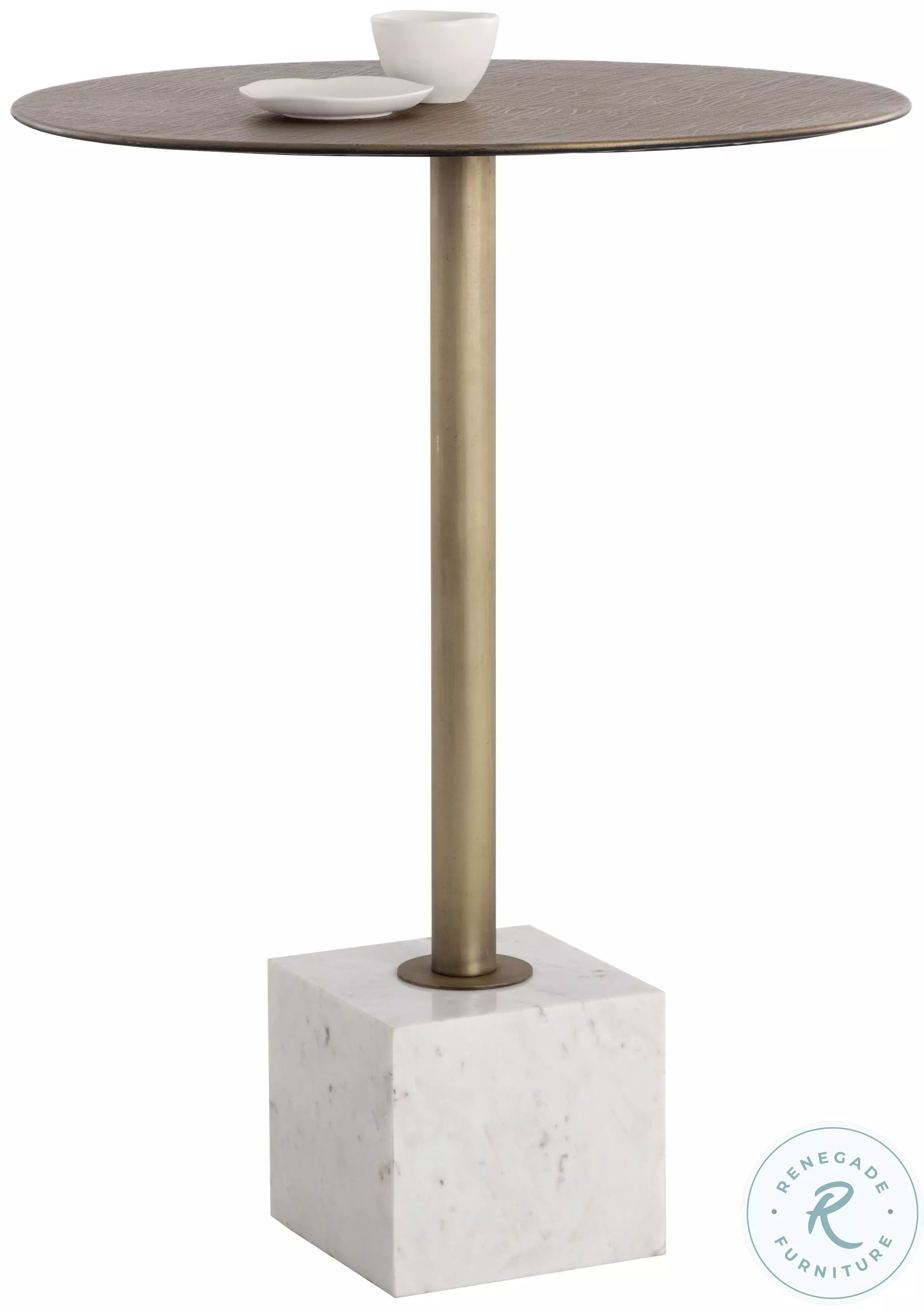 Nola Antique Brass And White Bar Table From Artisan's Nook | Coleman ...