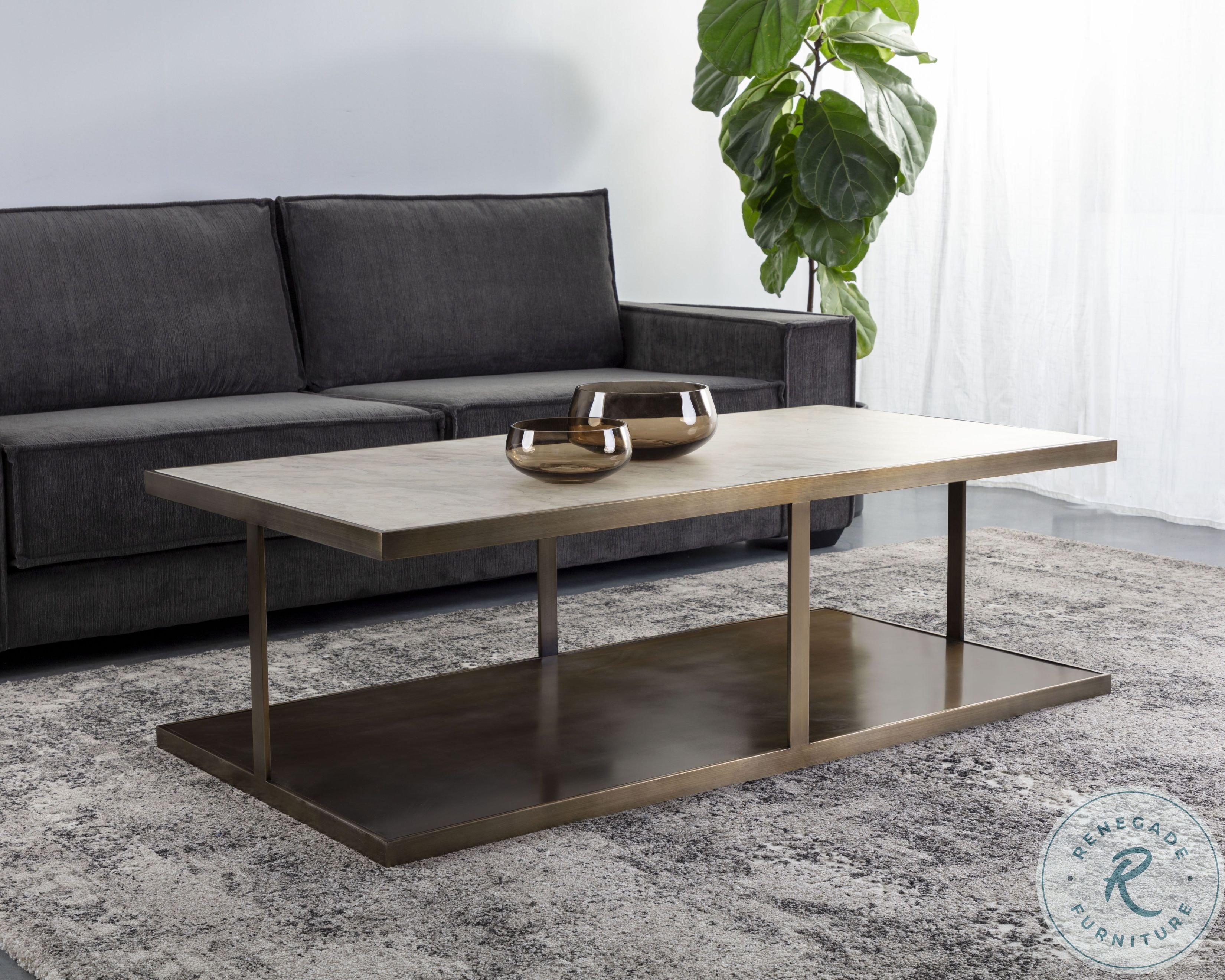 Kamali Matte And Antique Gold Coffee Table From Sunpan | Coleman Furniture