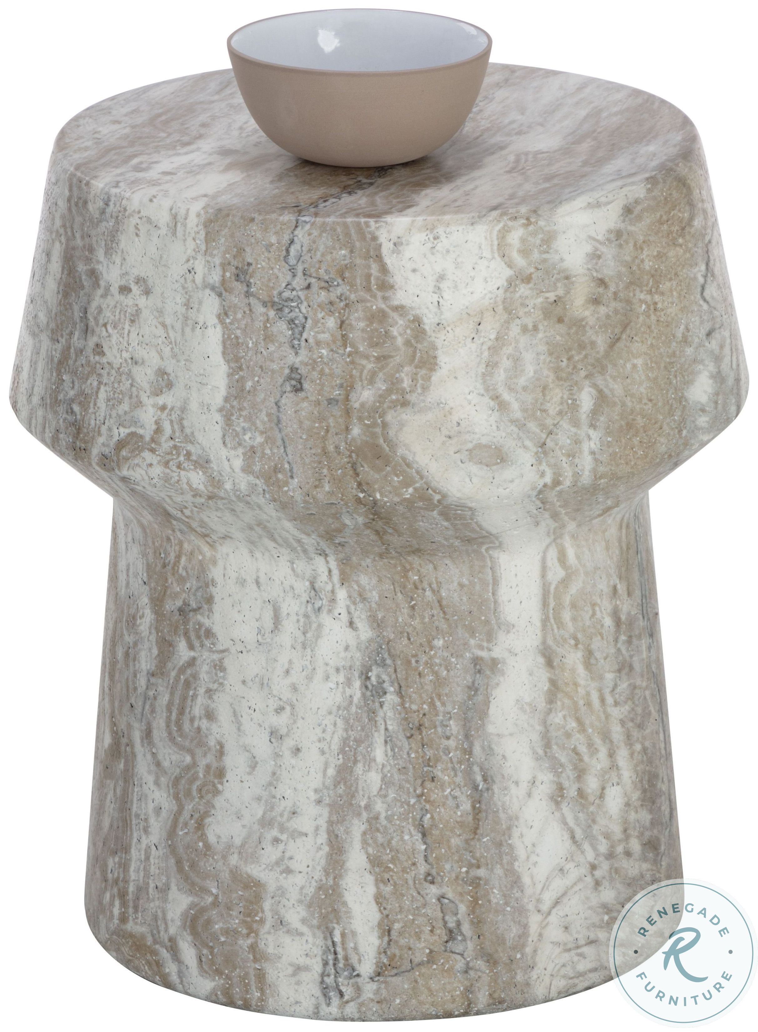 Brie Sand Marble Look End Table From Sunpan | Coleman Furniture