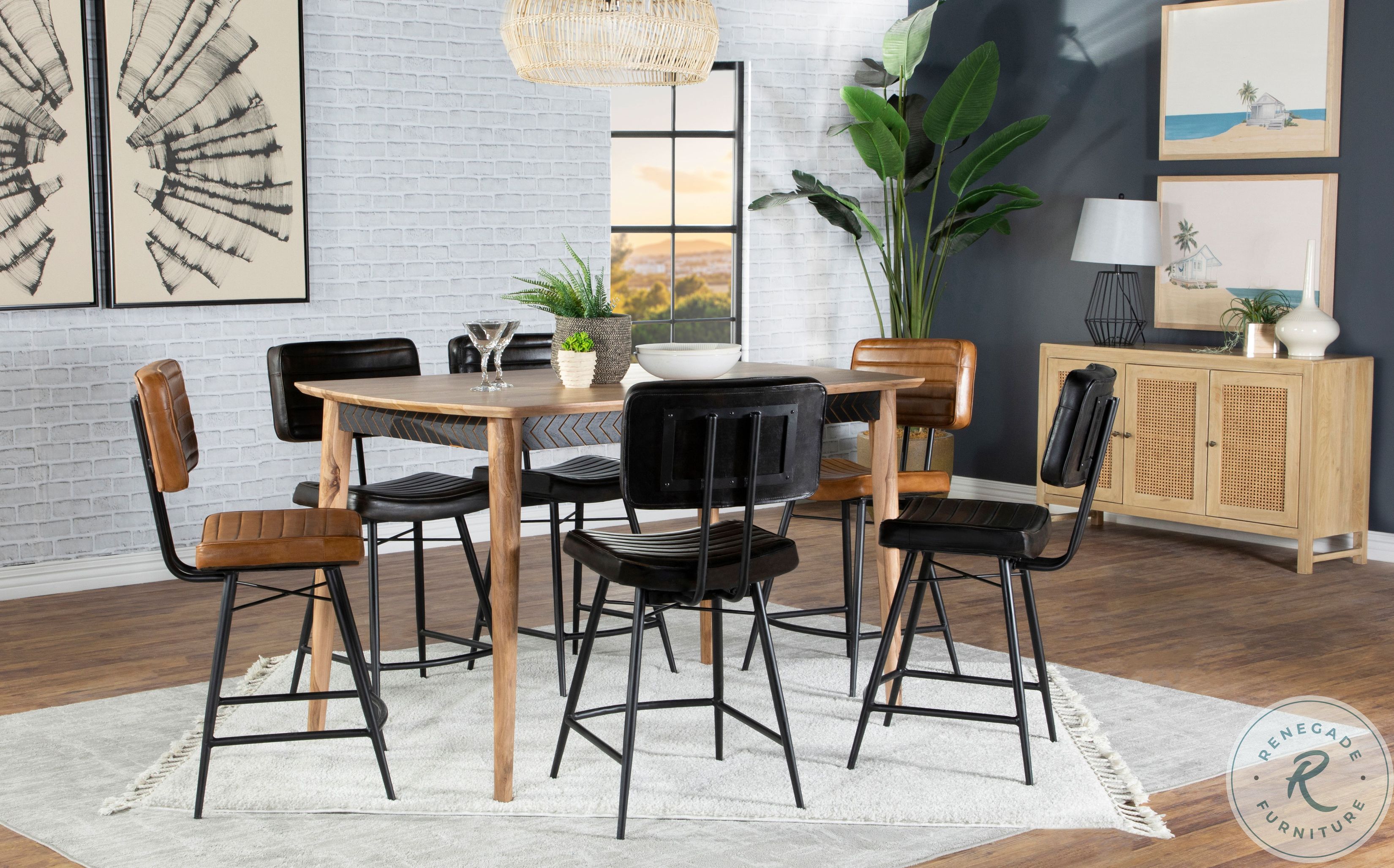 Partridge Natural Sheesham and Black Counter Height Dining Table From ...