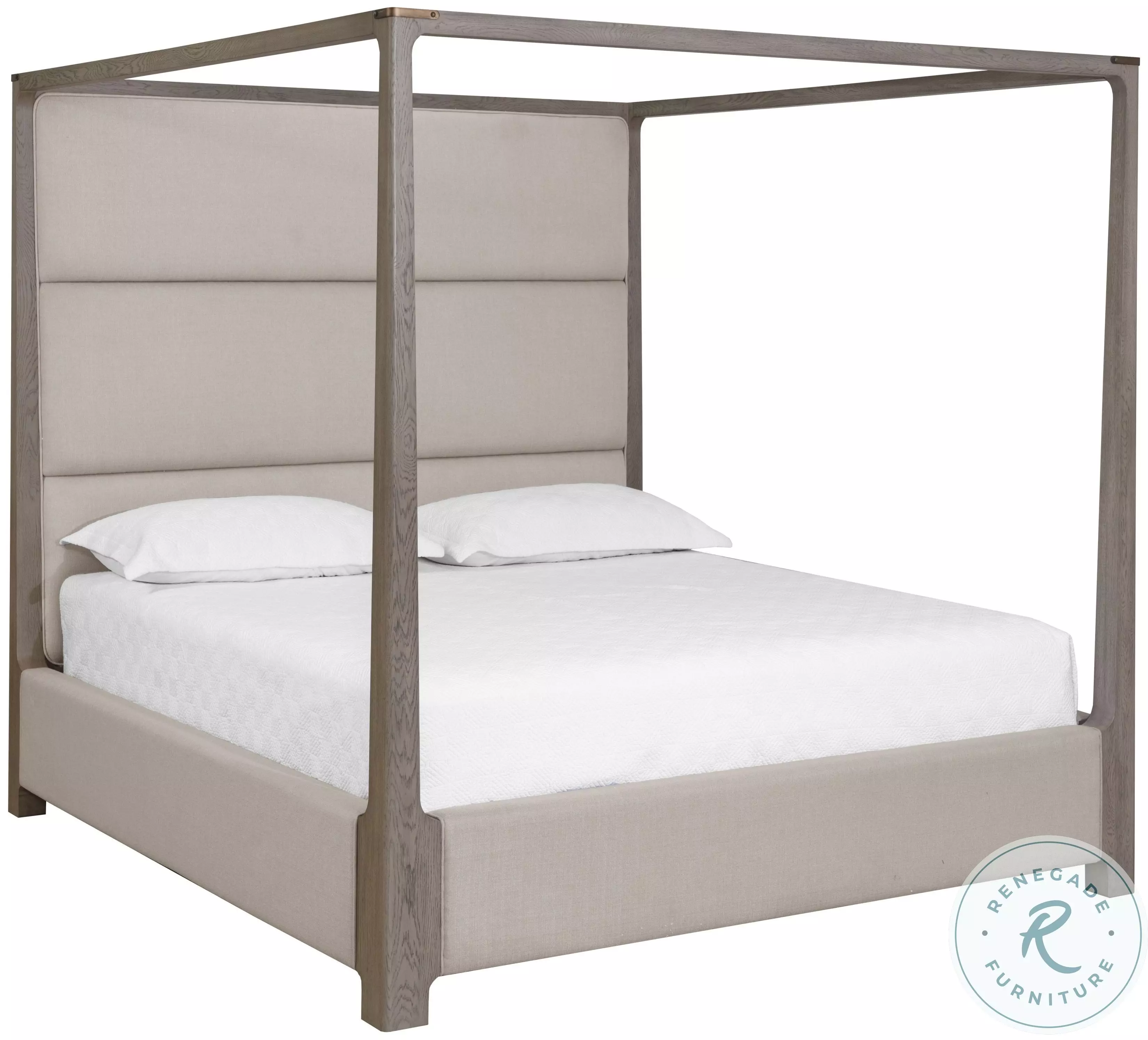 Celestia Zenith Taupe Gray King Upholstered Canopy Bed From Artisan's ...