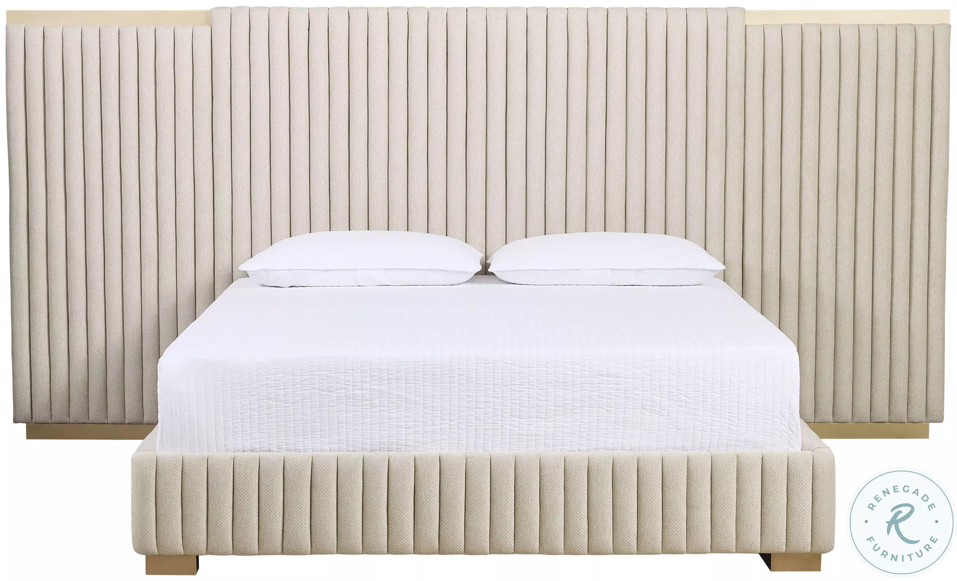 Tarrant Monument Oatmeal Wall Panel King Upholstered Platform Bed From ...