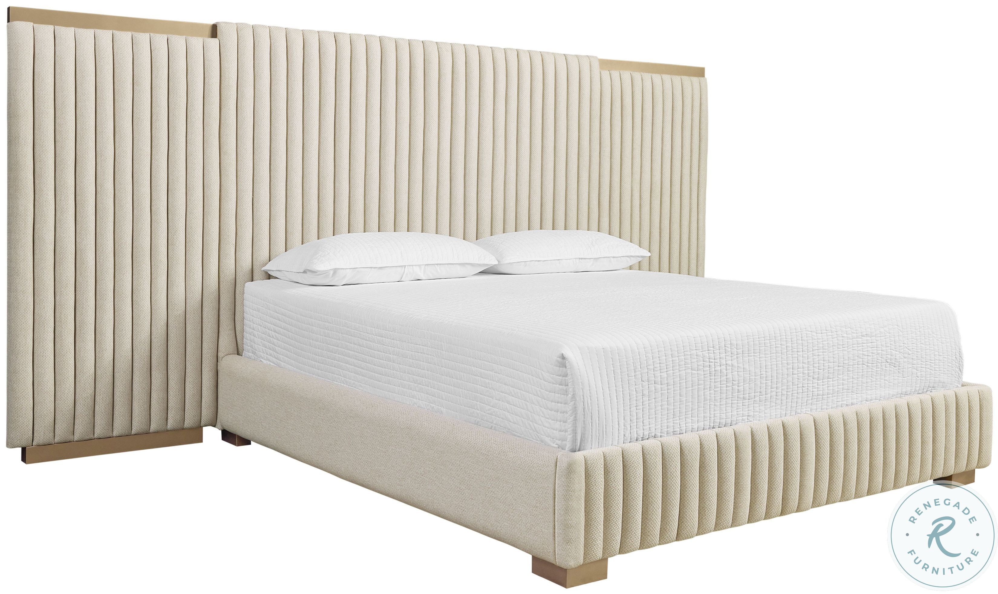 Tarrant Monument Oatmeal Wall Panel King Upholstered Platform Bed From ...