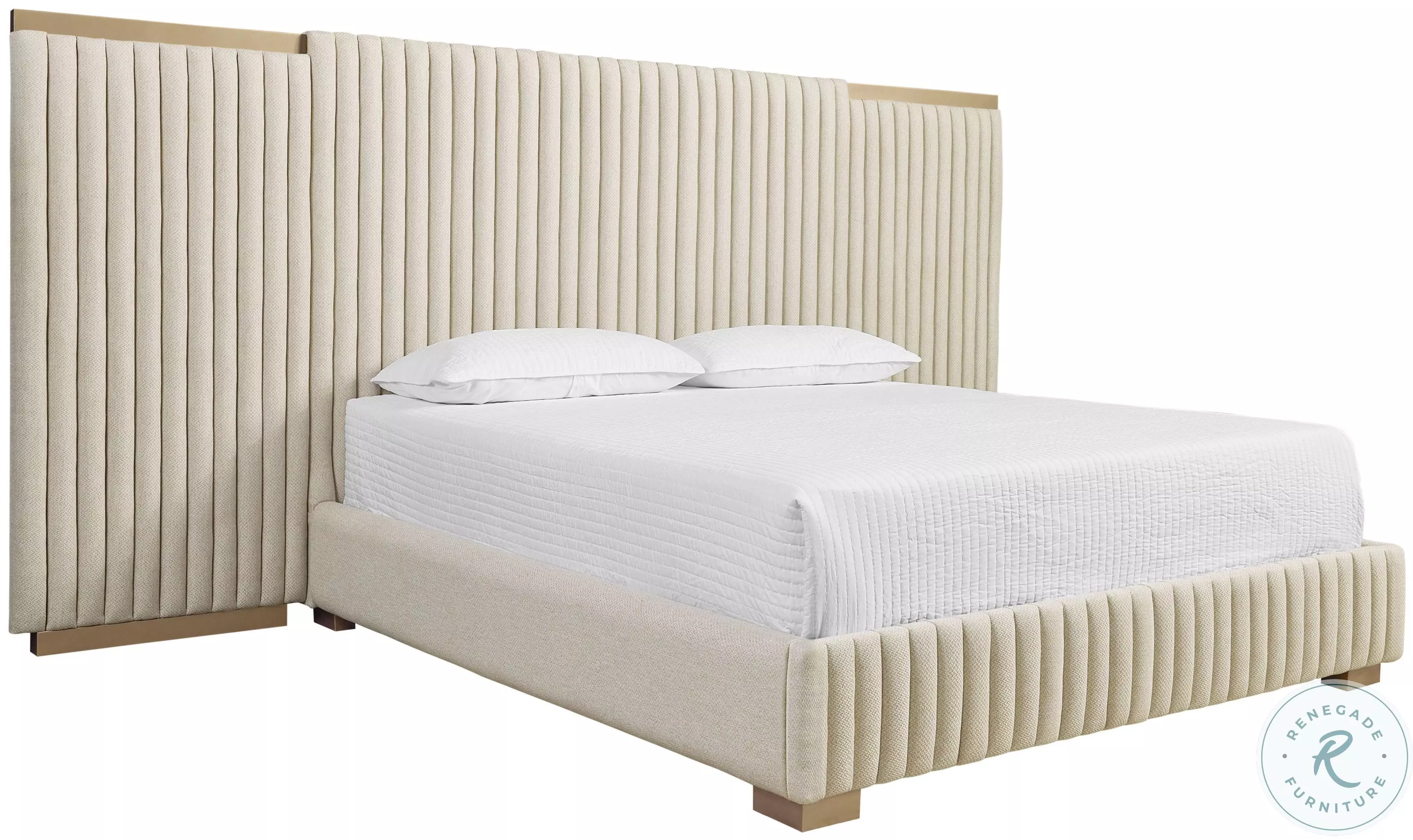 Calbridge Monument Oatmeal Wall Panel King Upholstered Platform Bed ...