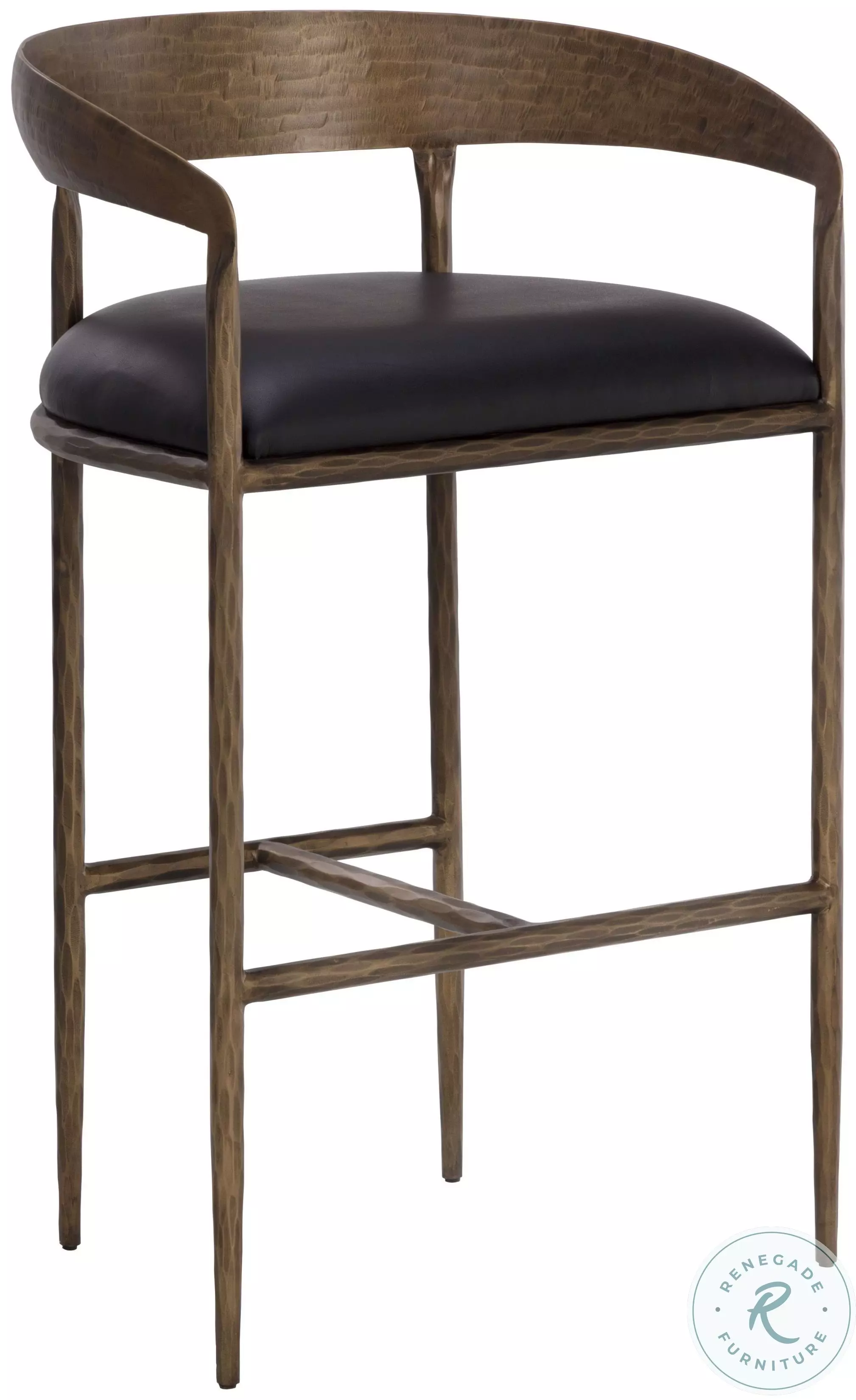 Rafaella Charcoal Black Leather Bar Stool From Artisan's Nook | Coleman ...
