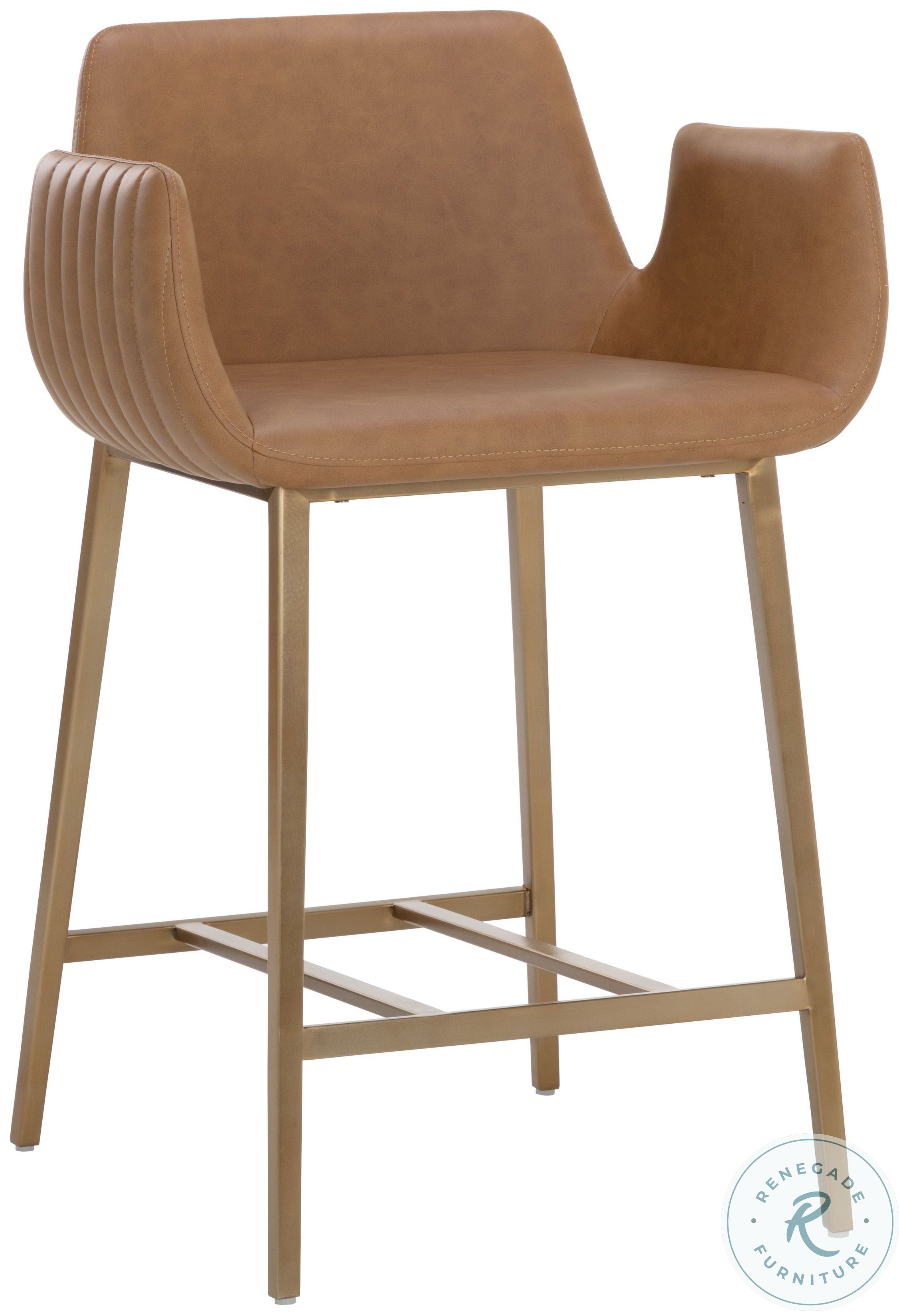 Lucano Milliken Cognac Counter Height Stool From Sunpan | Coleman Furniture
