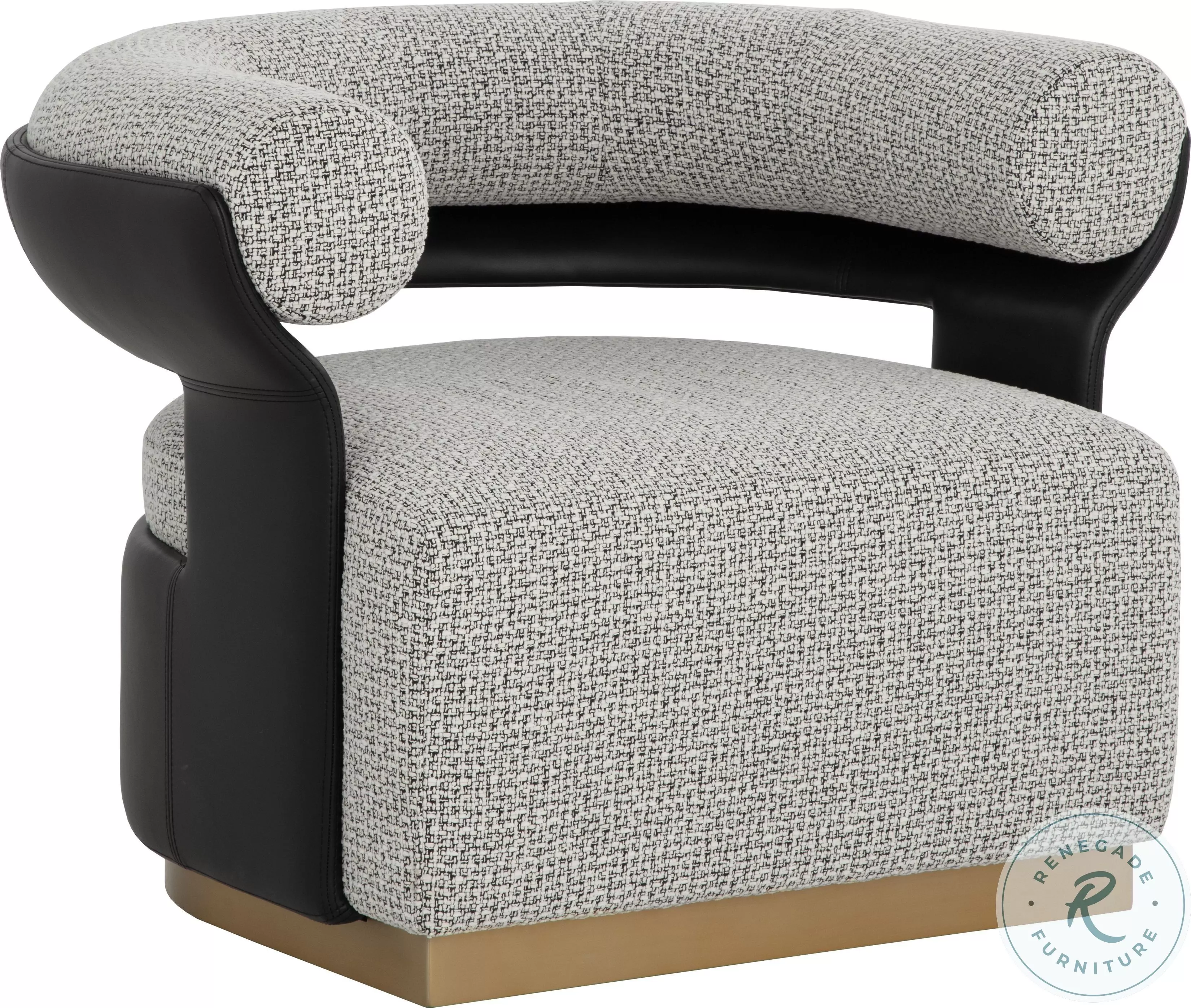 Olida Helios Check Black And Napa Black Swivel Lounge Chair From Sunpan ...