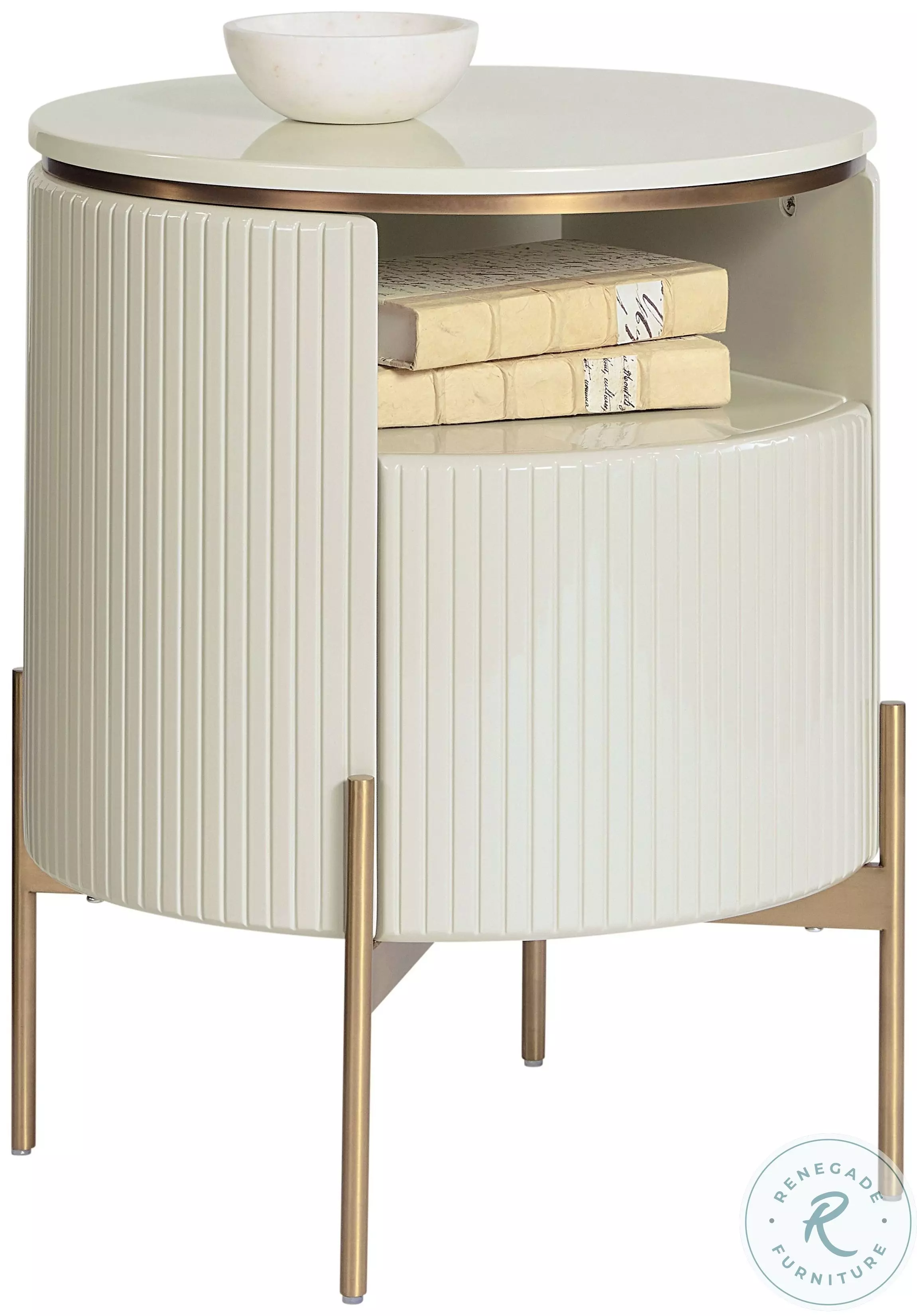 Paloma High Gloss Cream End Table From Sunpan | Coleman Furniture