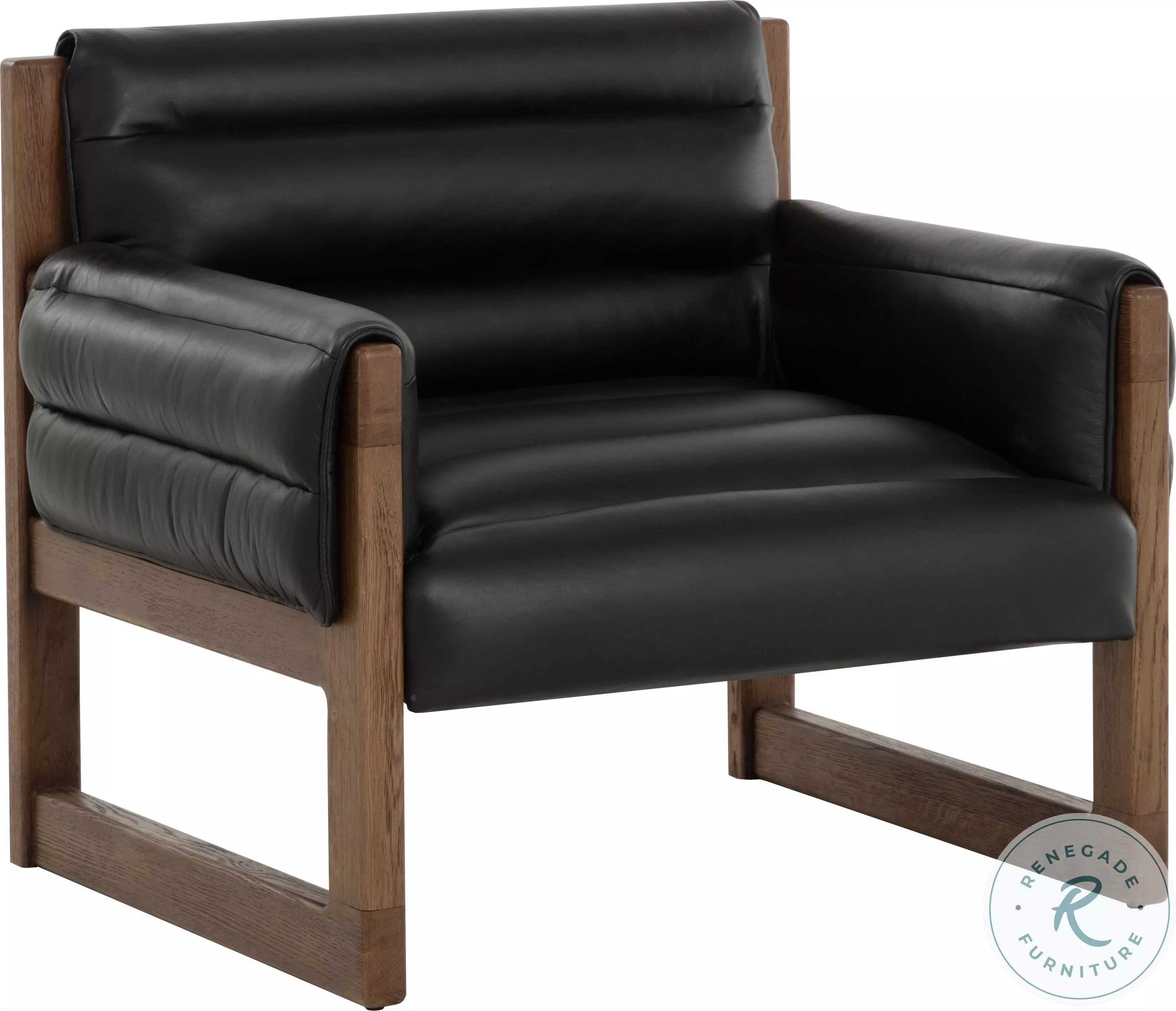 Whitby Vintage Black Night Leather Lounge Chair From Artisan's Nook ...