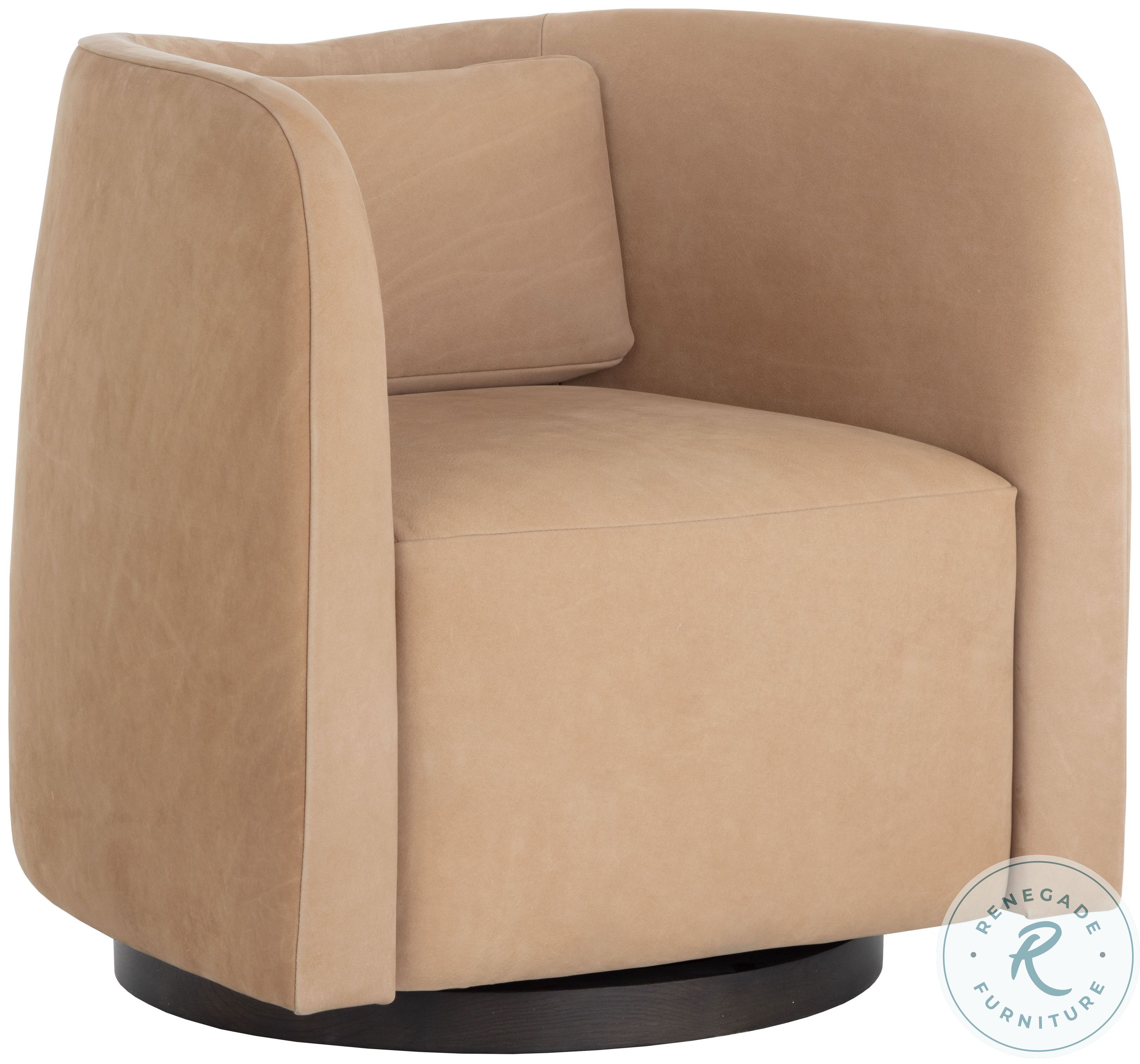 Emilie Nubuck Tan Leather Swivel Lounge Chair From Sunpan | Coleman ...