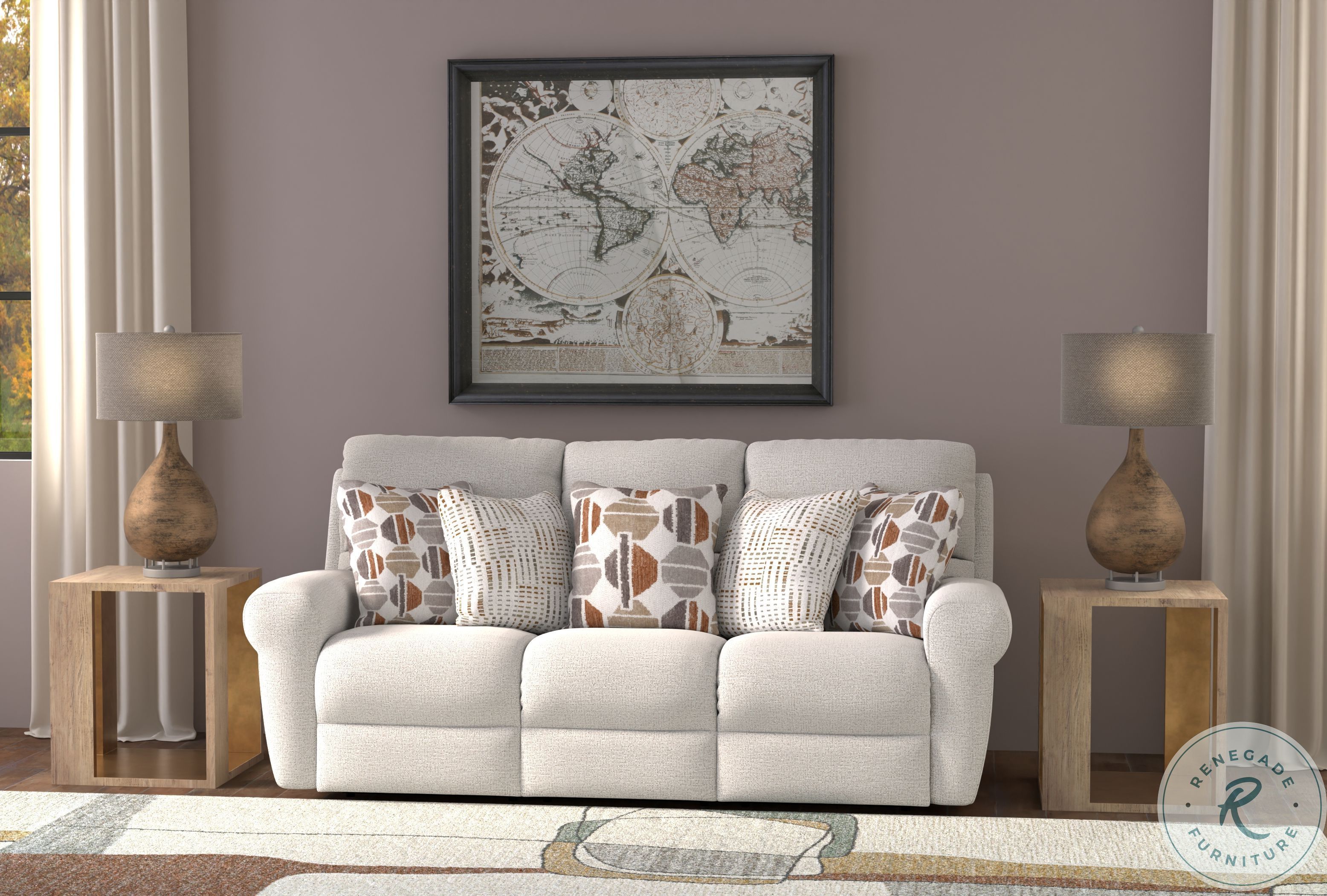 Kellen Ecru Lay Flat Reclining Sofa From Catnapper | Coleman Furniture
