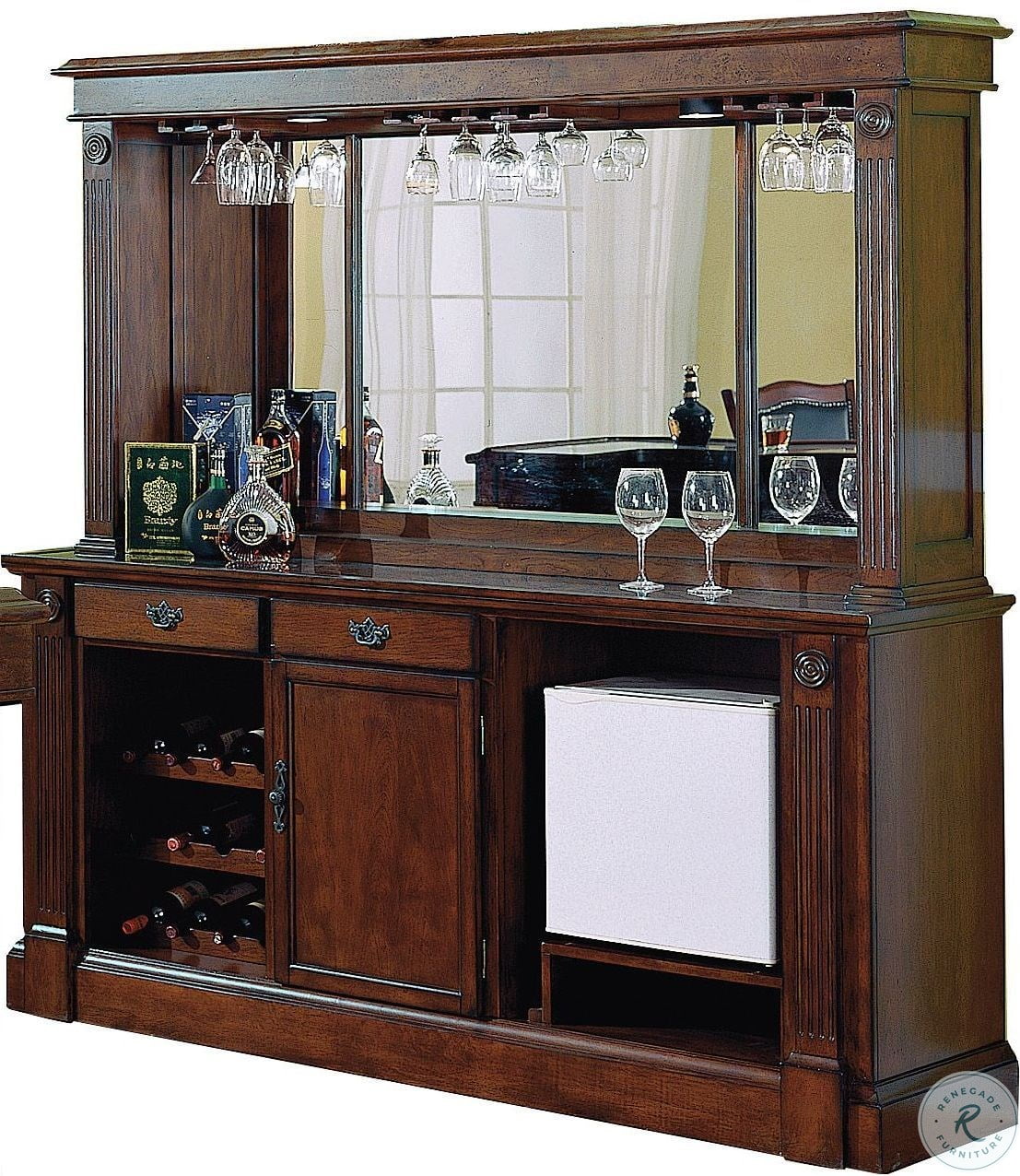 Monticello Distressed Walnut Back Bar with Hutch From ECI Furniture ...