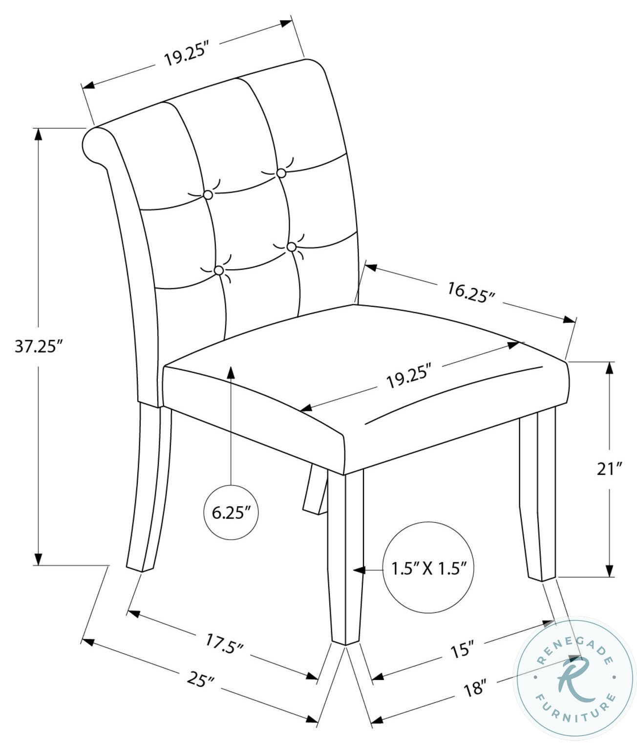 1221 Orange Fabric Upholstered Dining Chair Set Of 2 From Monarch ...