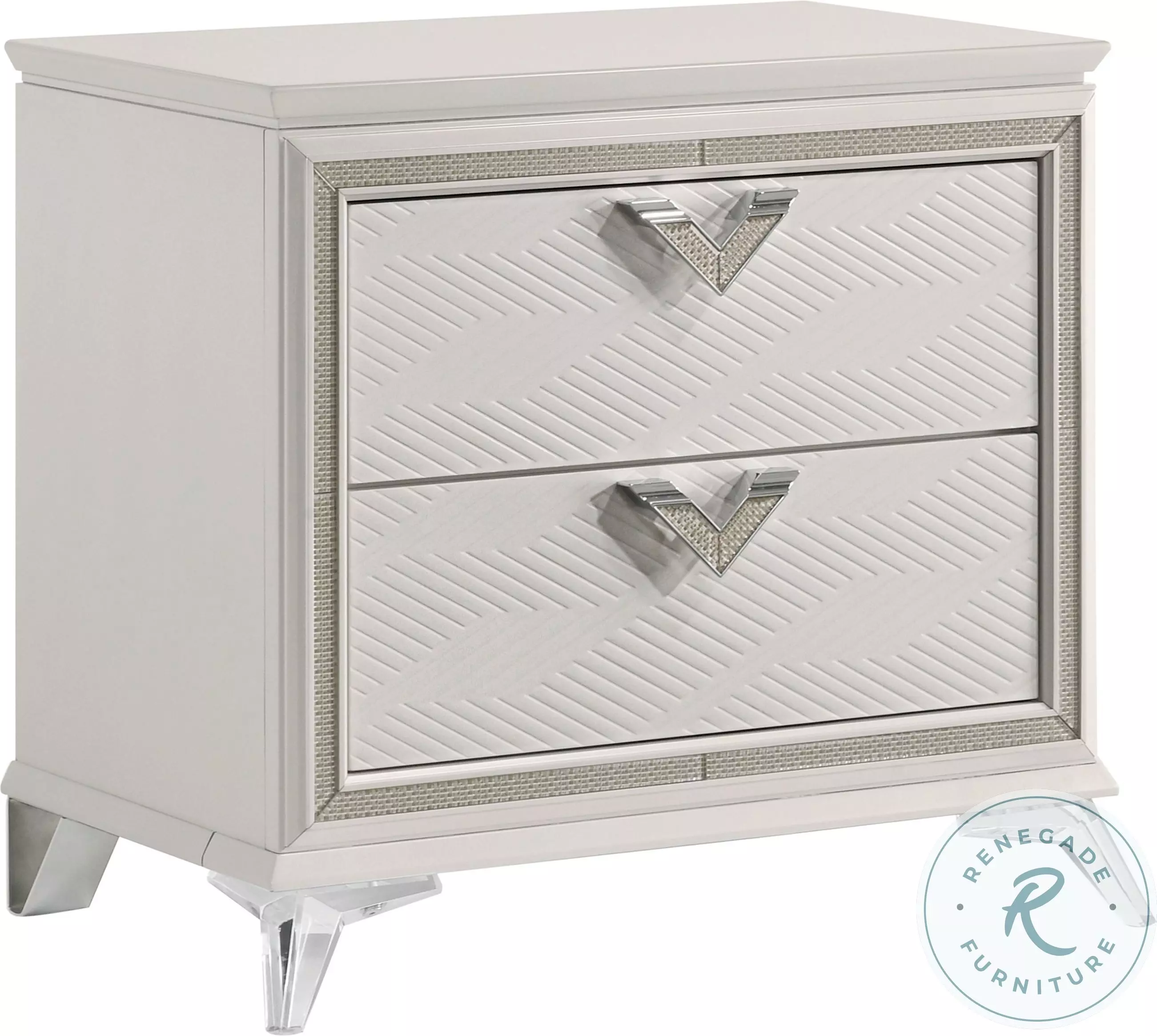 Audra White And Gold Nightstand From Homelegance | Coleman Furniture