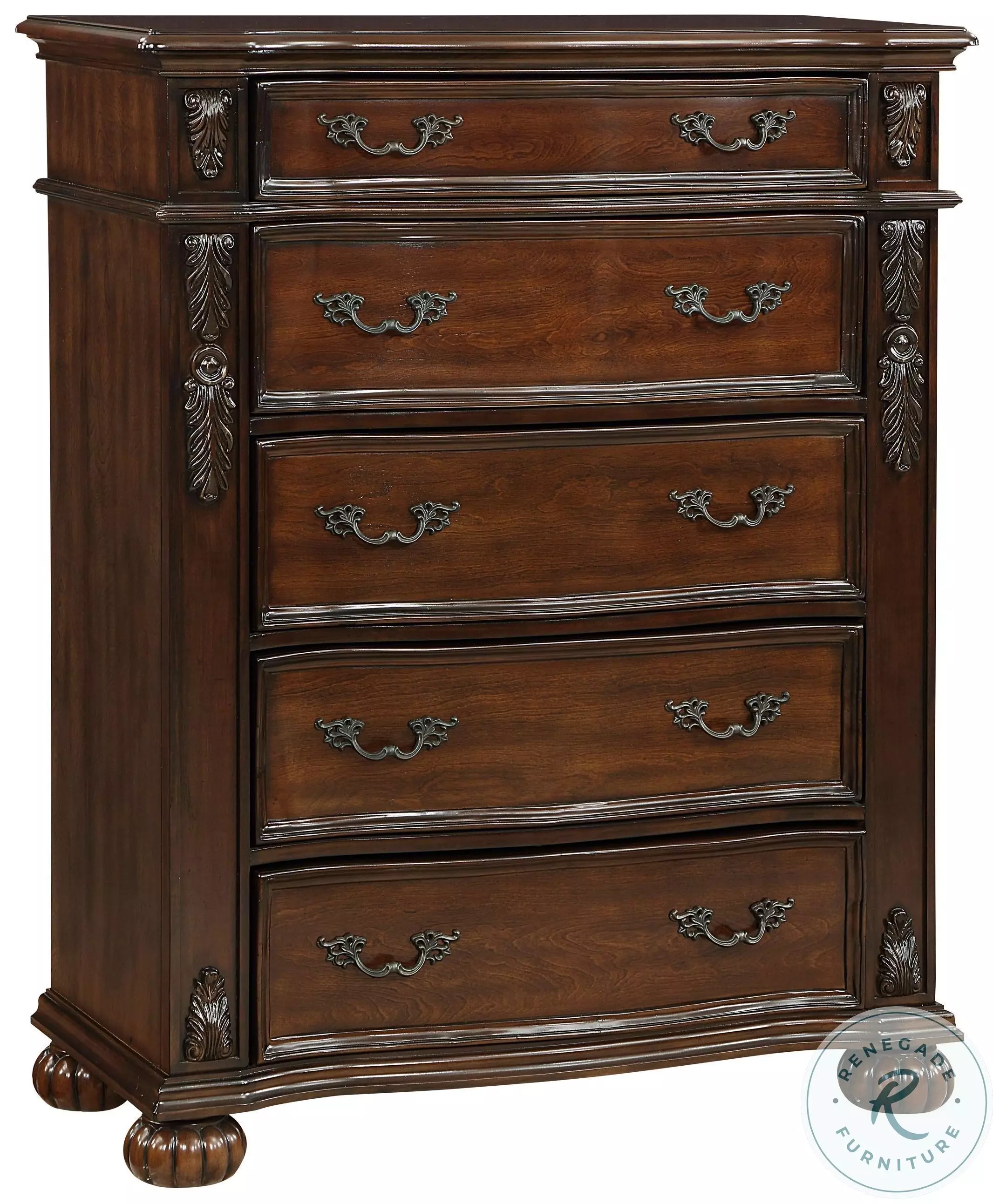 Adelina Cherry 5 Drawer Chest From Homelegance | Coleman Furniture